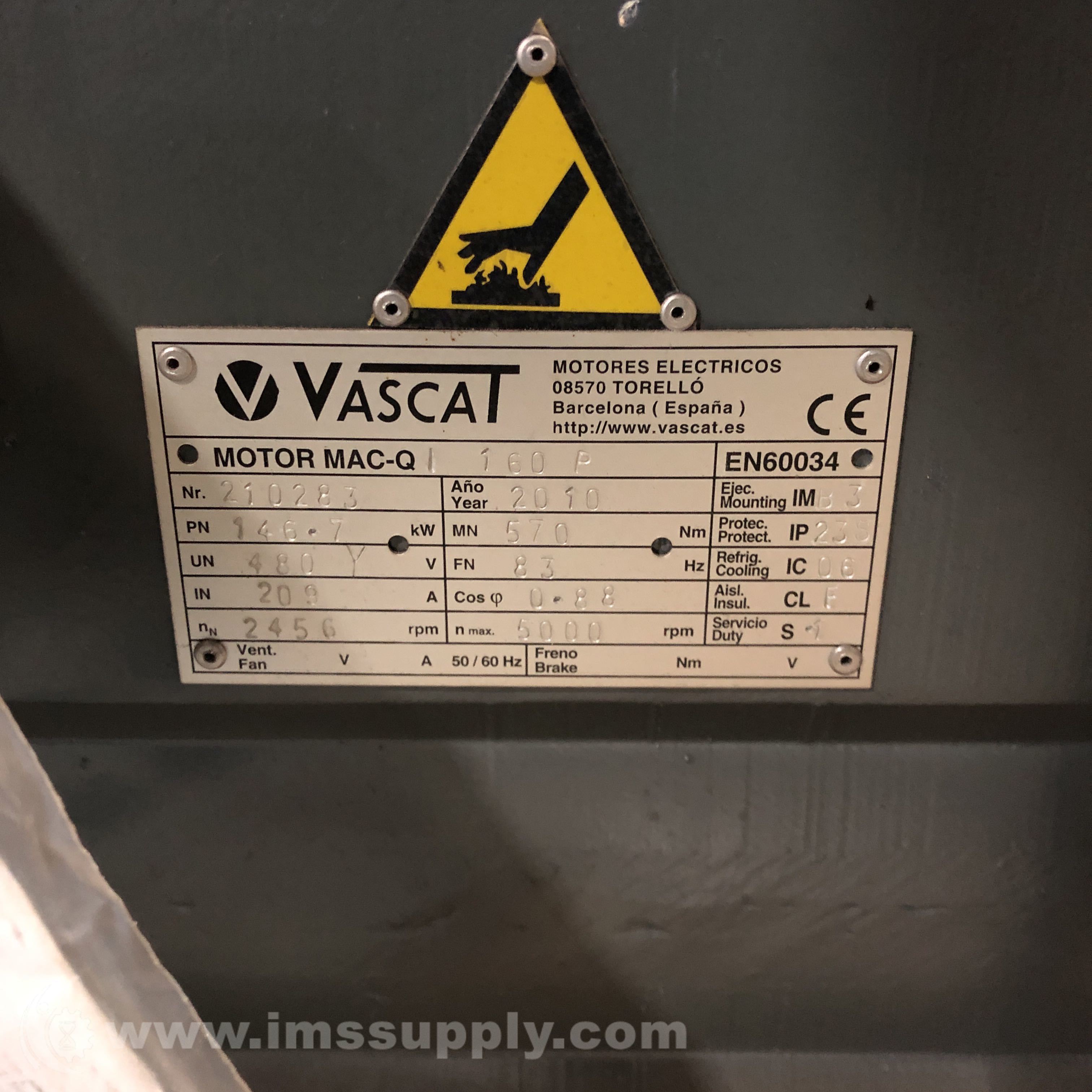 Vascat MAC-QI-160-P AC Vector Motor - IMS Supply