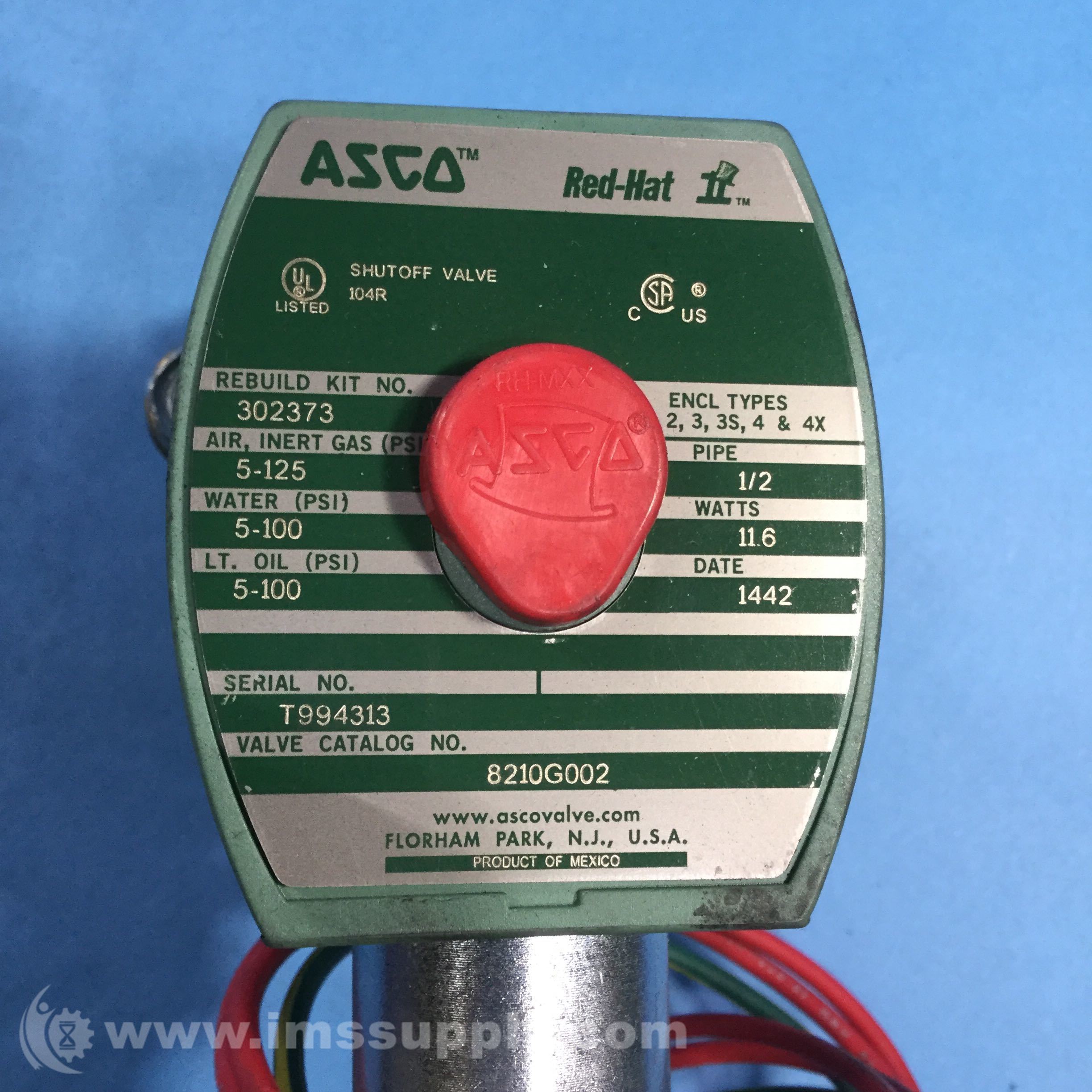 Asco 8210G002 24/DC 2-Way Solenoid Valve, Female, NPT, Threaded - IMS ...