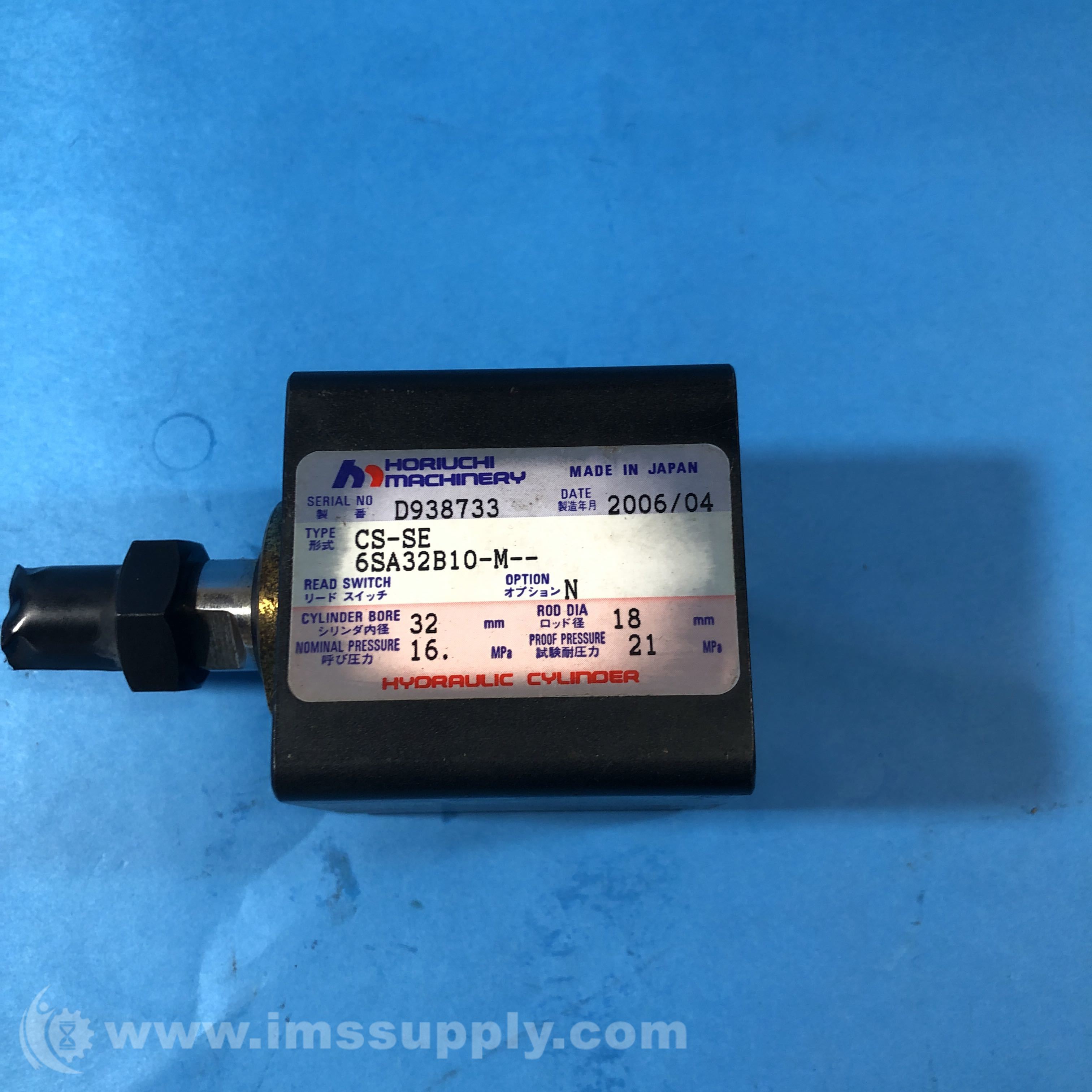 Horiuchi Machinery Co CS-SE 6SA32B10-M-- Hydraulic Cylinder - IMS Supply