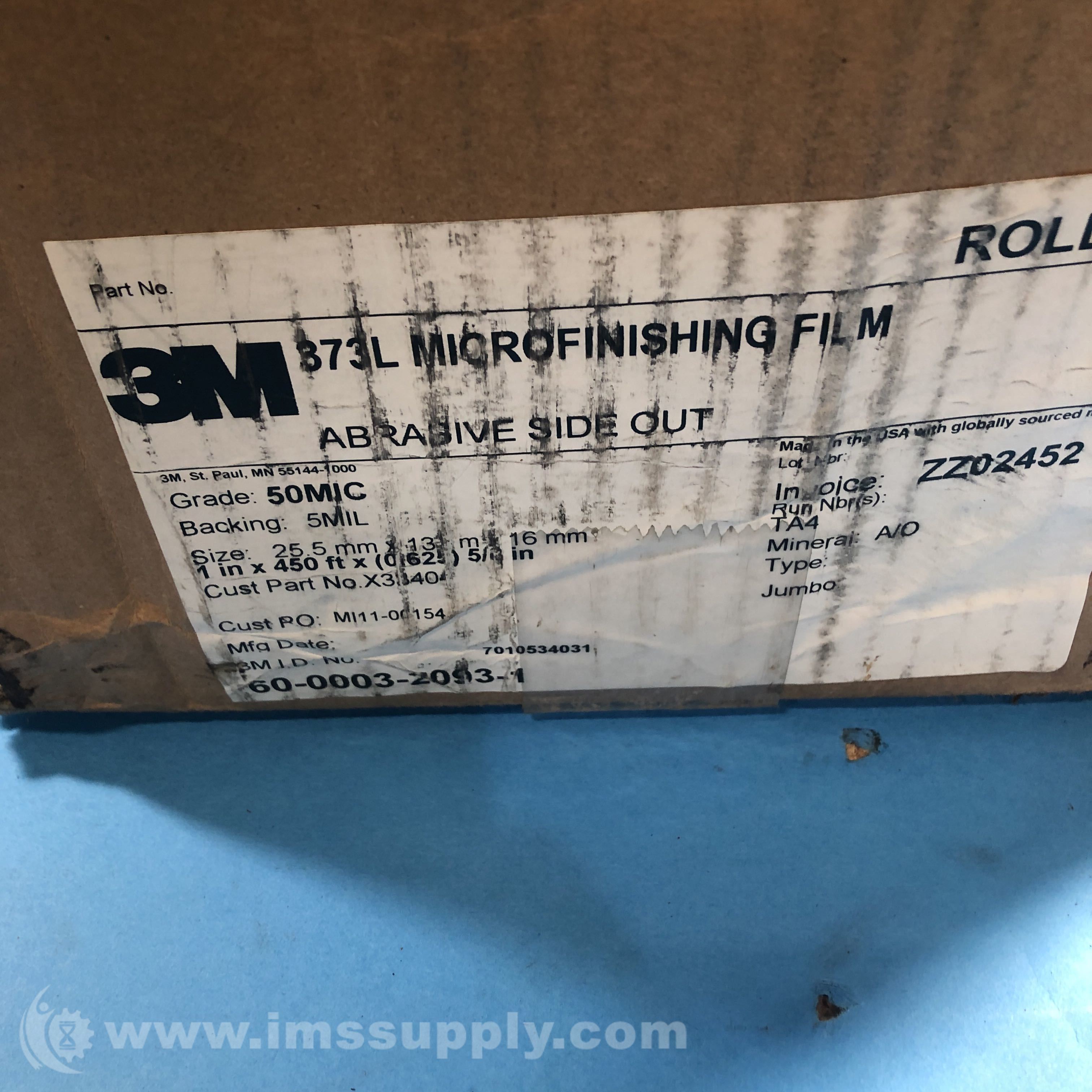 3M 7010534031 Box of 12 373L Microfinishing Film Rolls - IMS Supply