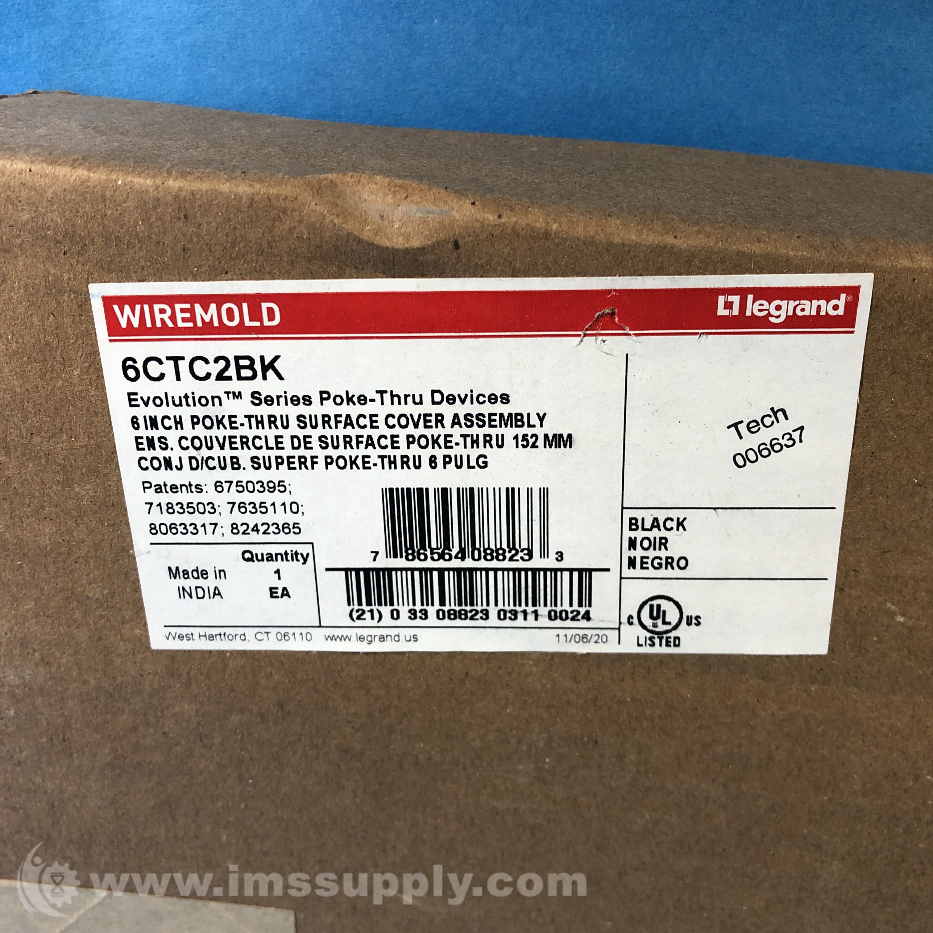Legrand 6CTC2BK Evolution 6AT Series Style Cover - IMS Supply