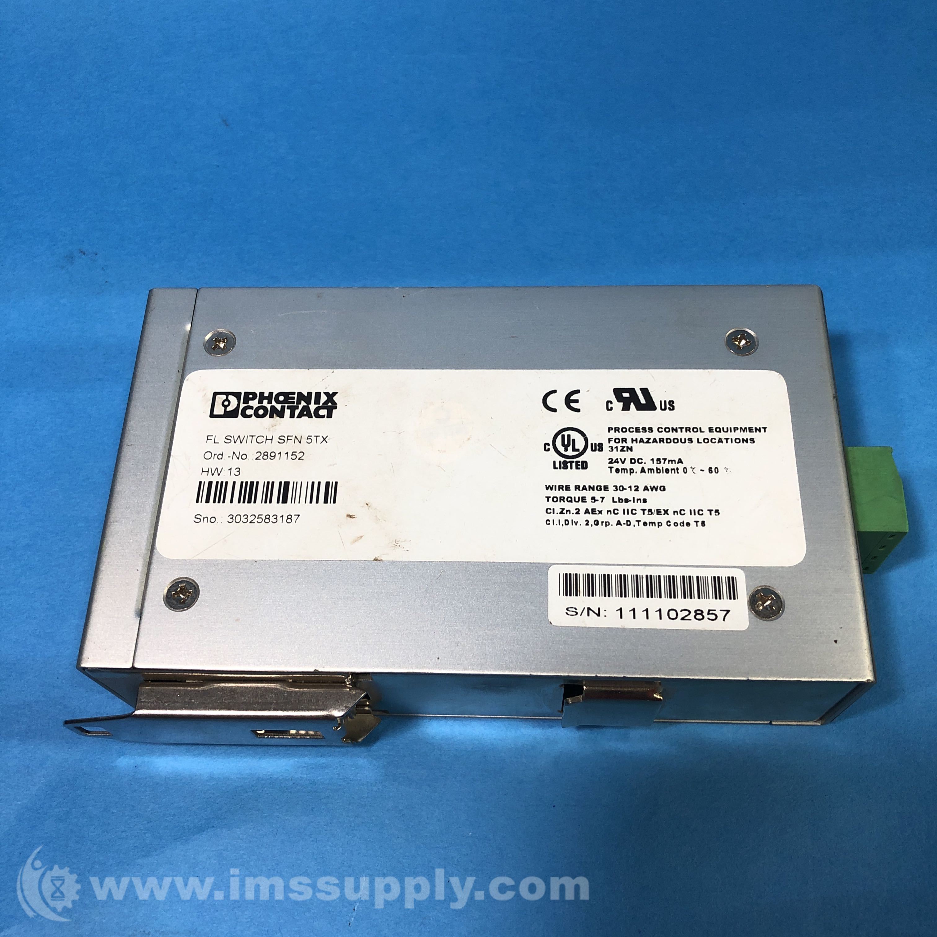 Phoenix Contact 2891152 Ethernet Switch, FL Switch SFN 5TX - IMS Supply