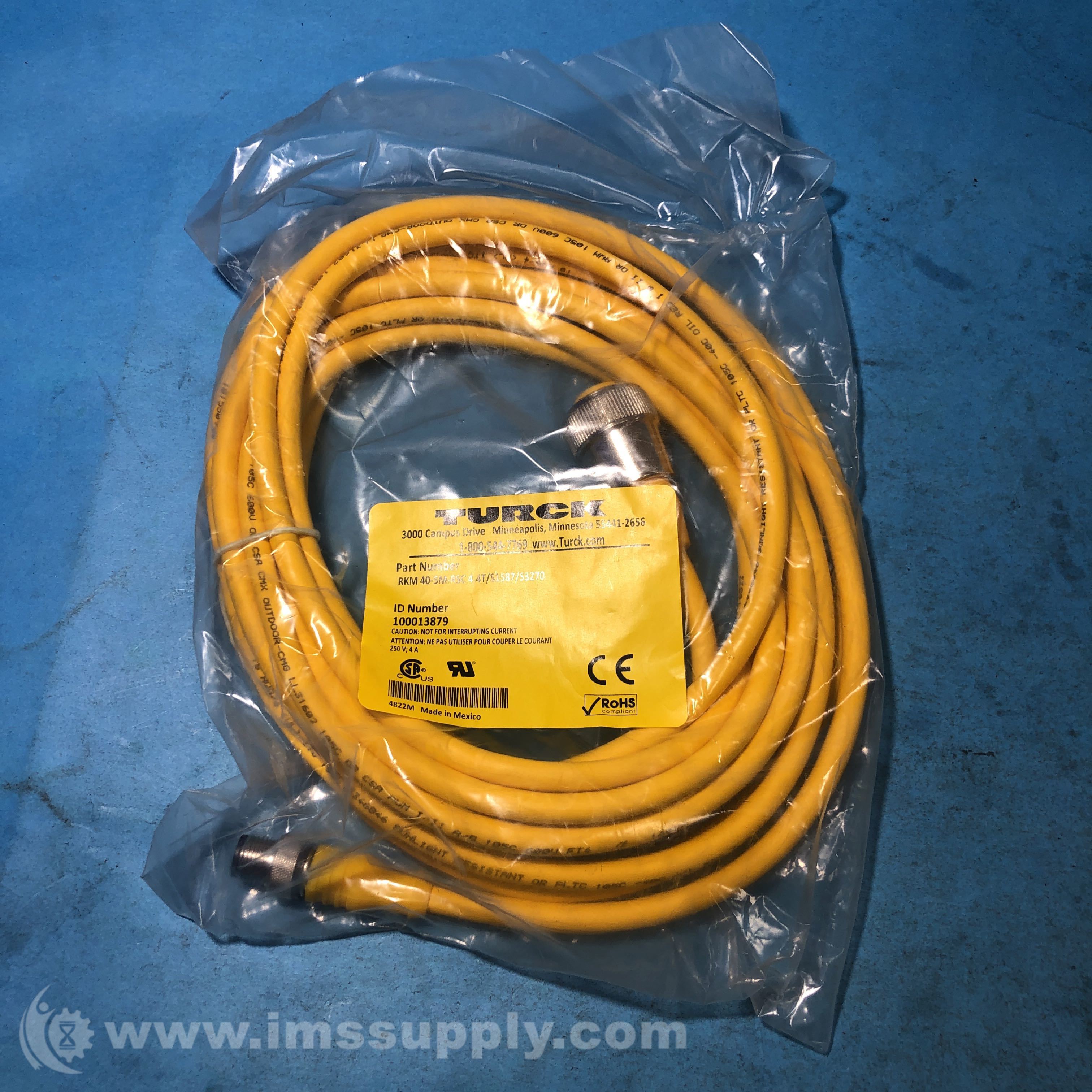 Turck RKM 40-5M-RSC 4.4T/S1587/S3270 Actuator and Sensor Cable - IMS Supply