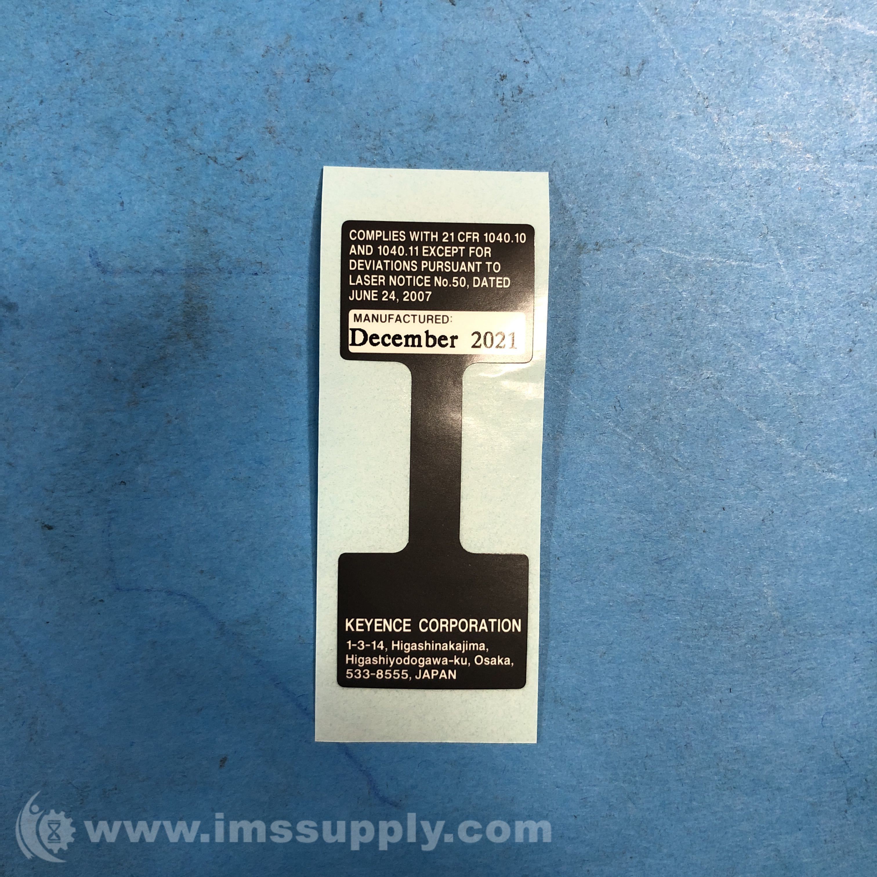 Keyence Laser Compliance Sticker Label - IMS Supply
