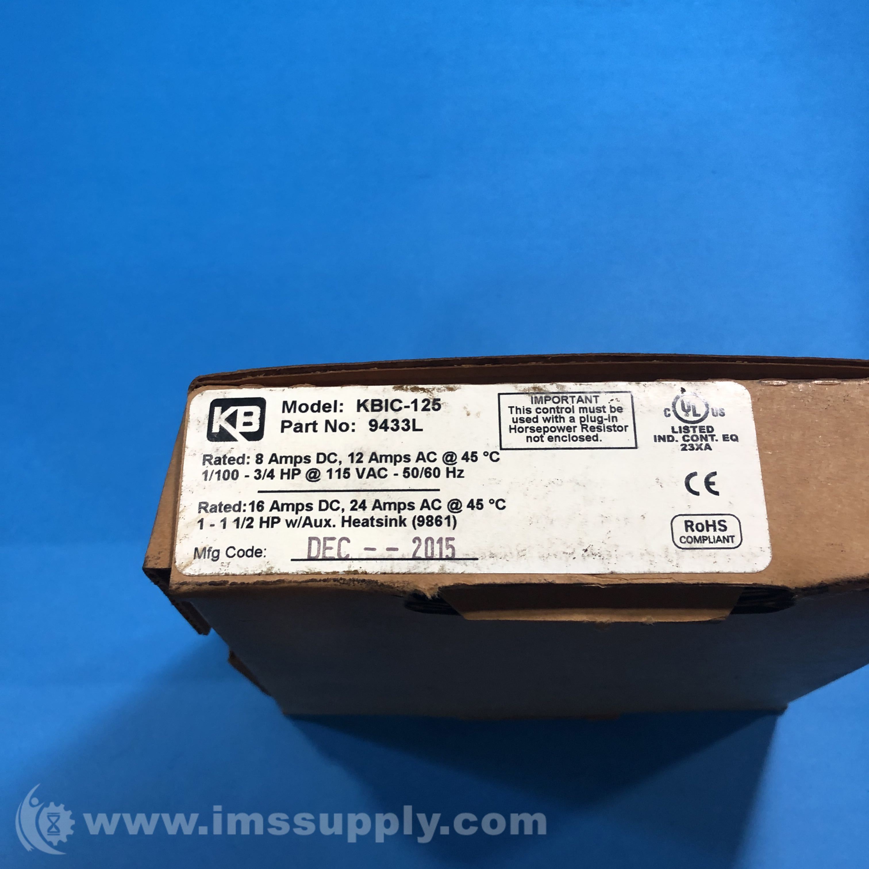 KB Electronics 9433L KBIC-125 Drive, DC, 120VAC, 16A, Chassis - IMS Supply