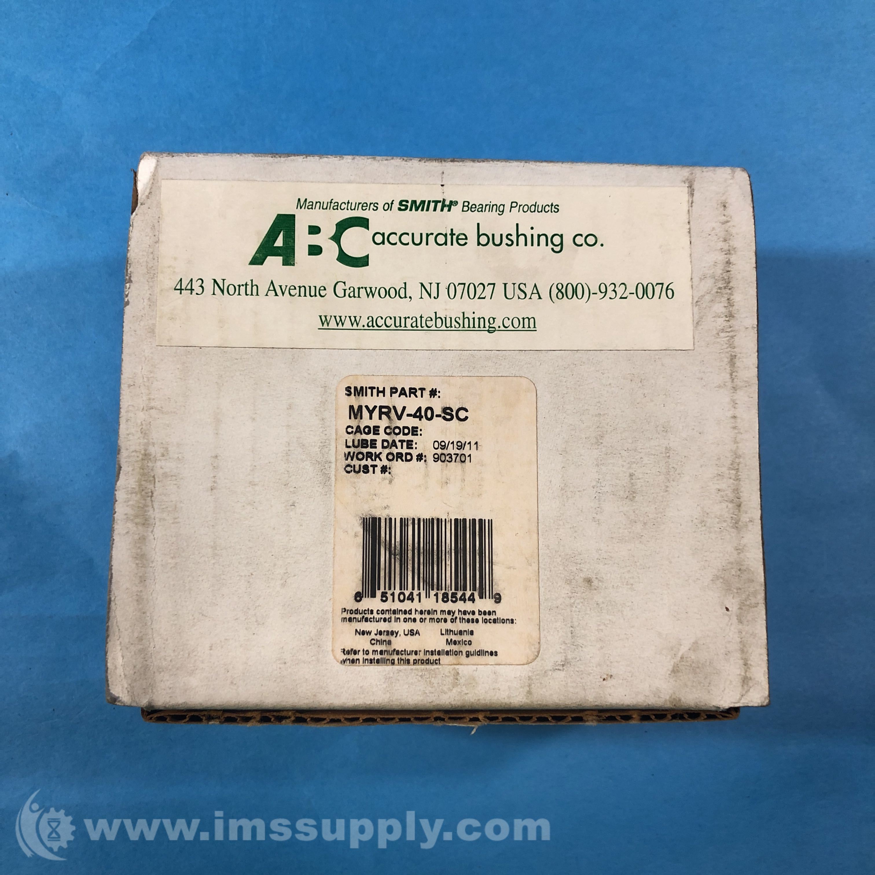 Smith Bearing MYRV-40-SC Metric Needle Bearing Cam Follower - IMS Supply