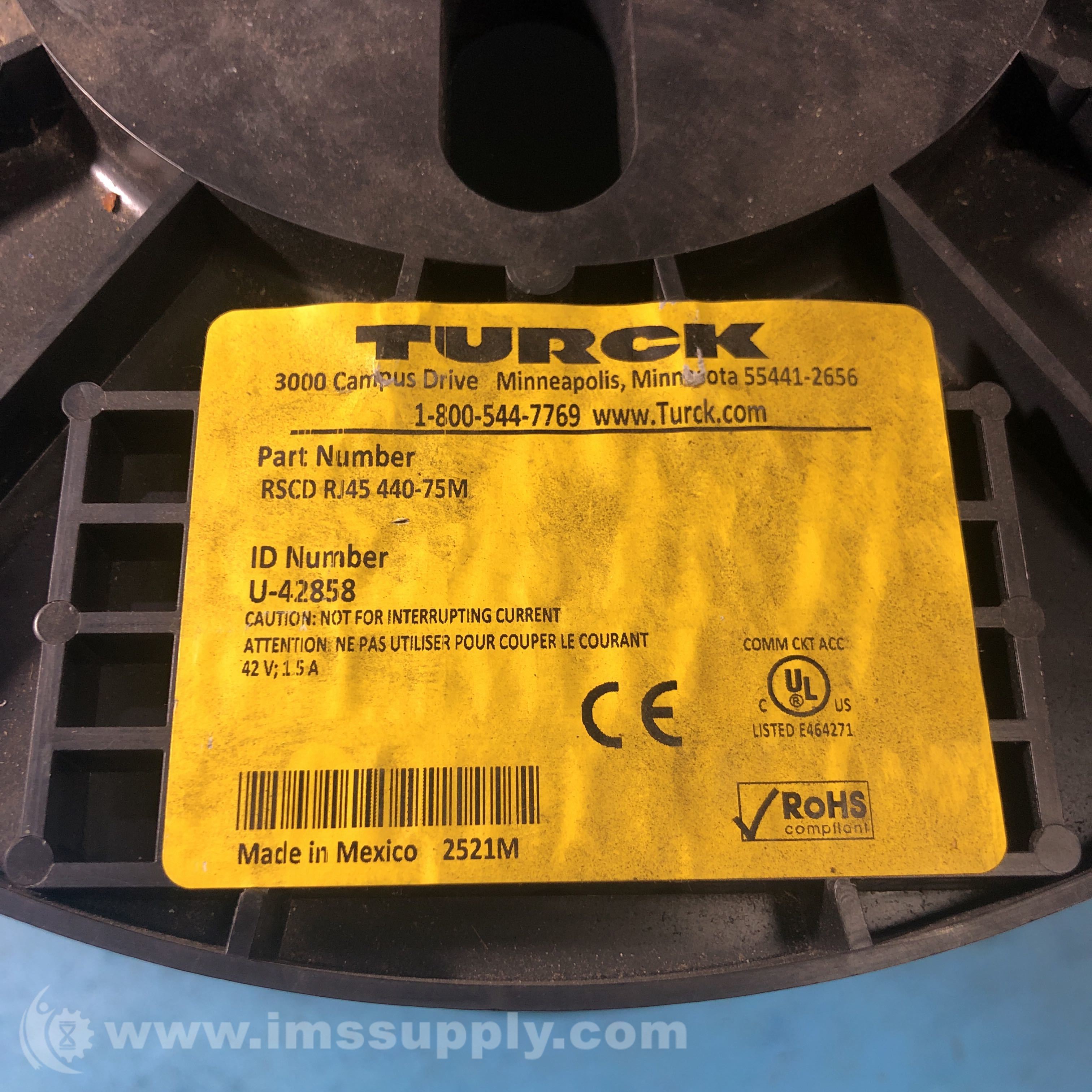 Turck RSCD RJ45 440-75M Cordset, Double Ended 75m / 246ft Length - IMS ...