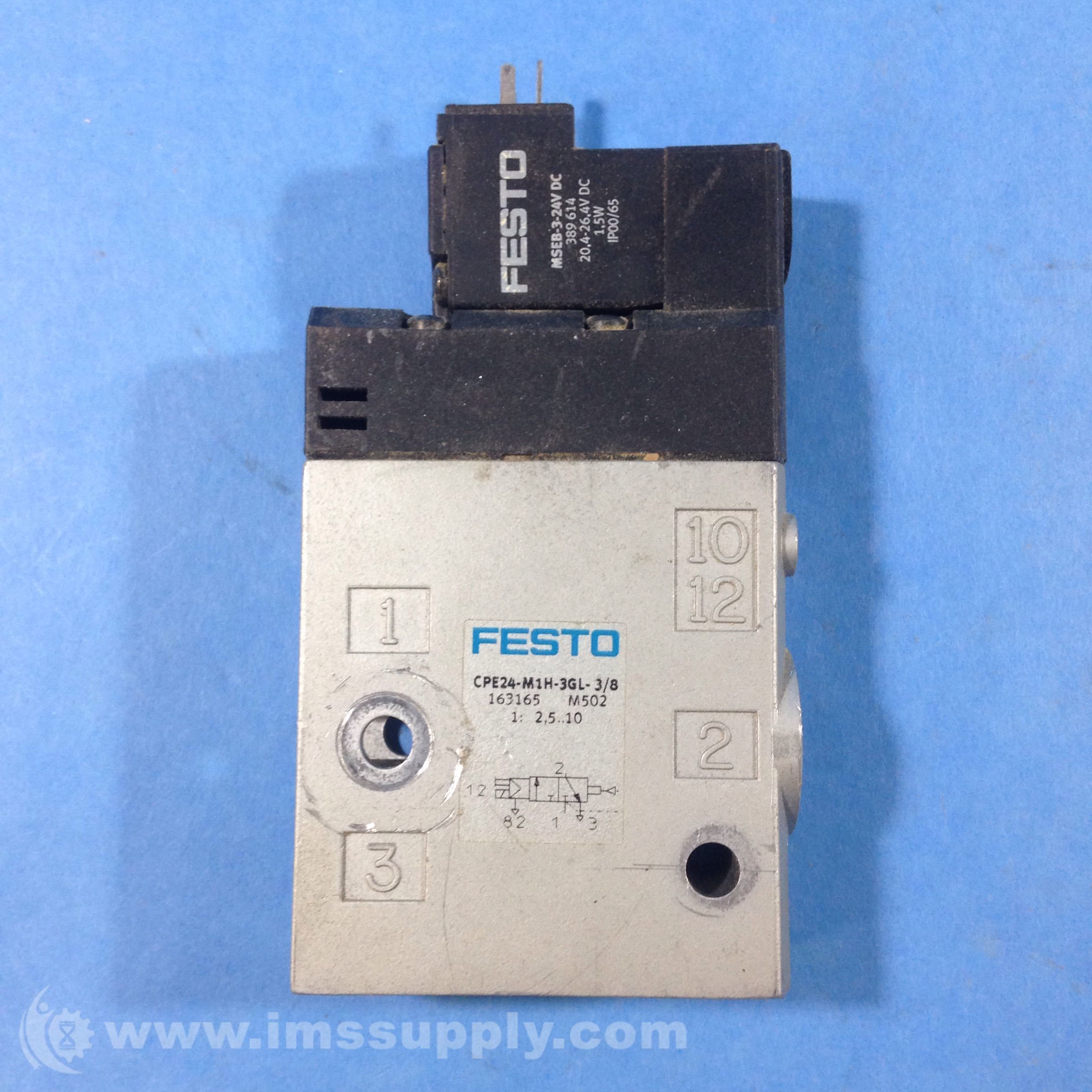 Festo CPE24-M1H-3GL-3/8 3/2 N.C. Solenoid Valve - IMS Supply