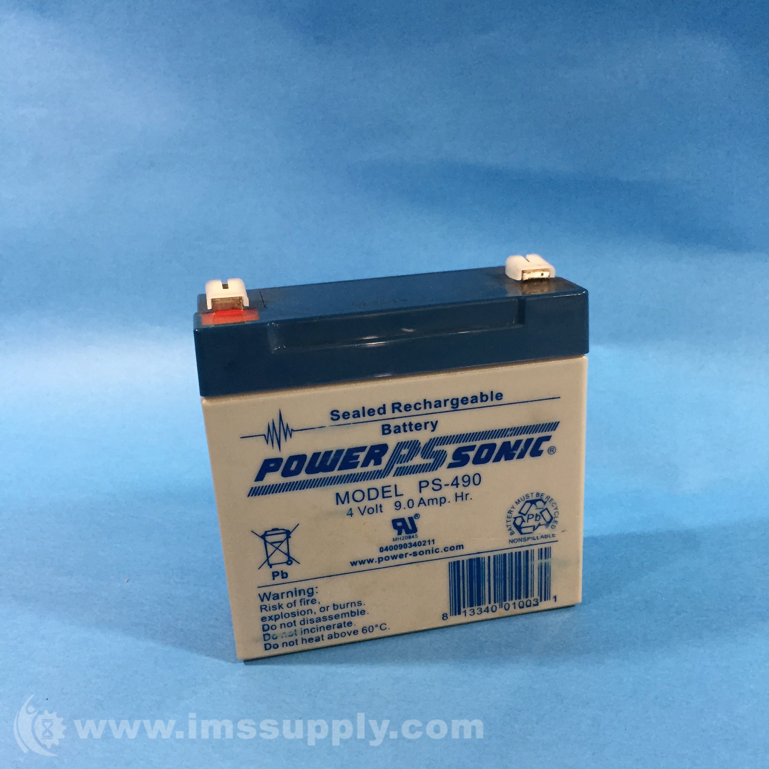 Power Sonic PS-490 Rechargeable Battery, Rectangular - IMS Supply