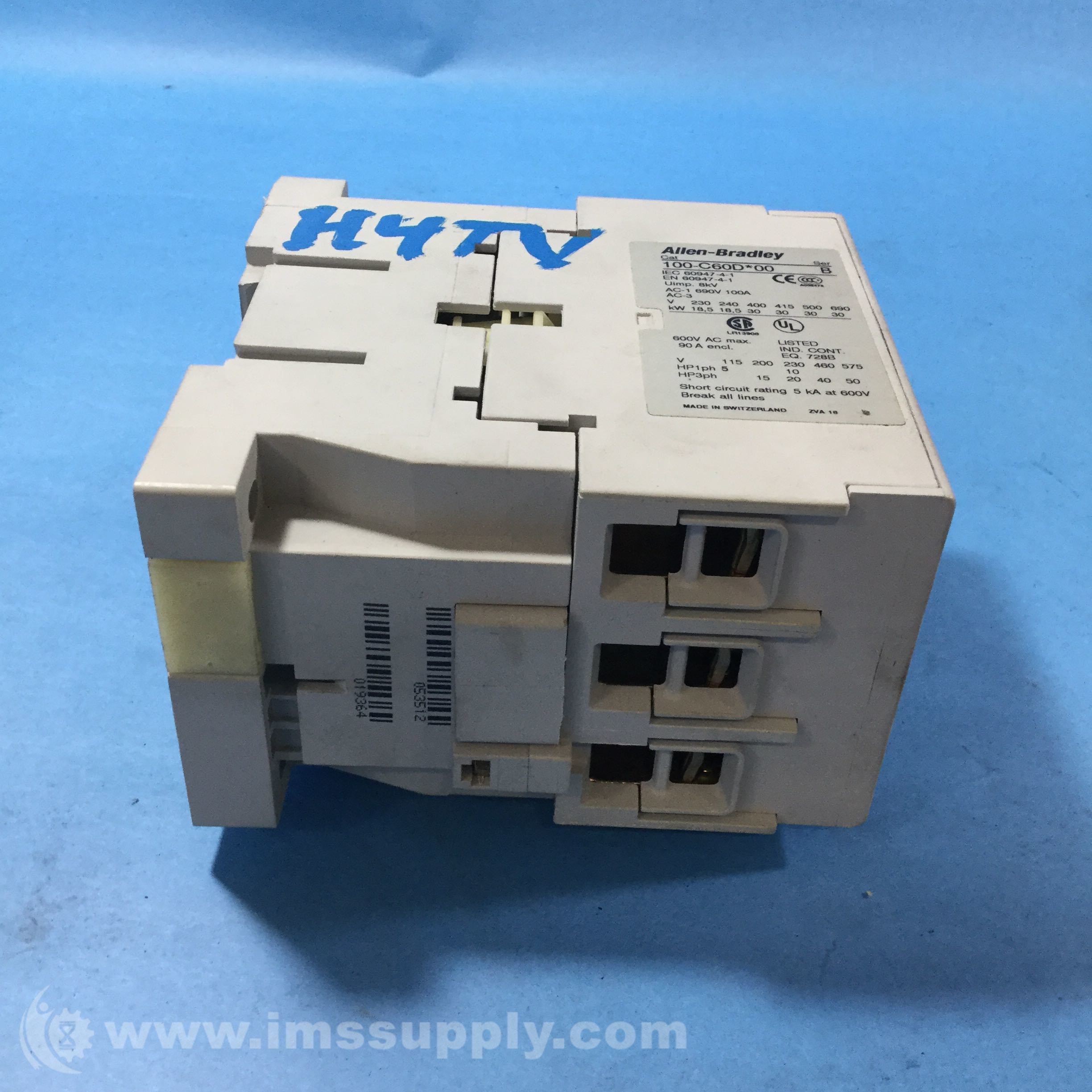 Allen Bradley 100-C60D00 Contactor, 60AMP, 110/120VAC, 50/60Hz - IMS Supply