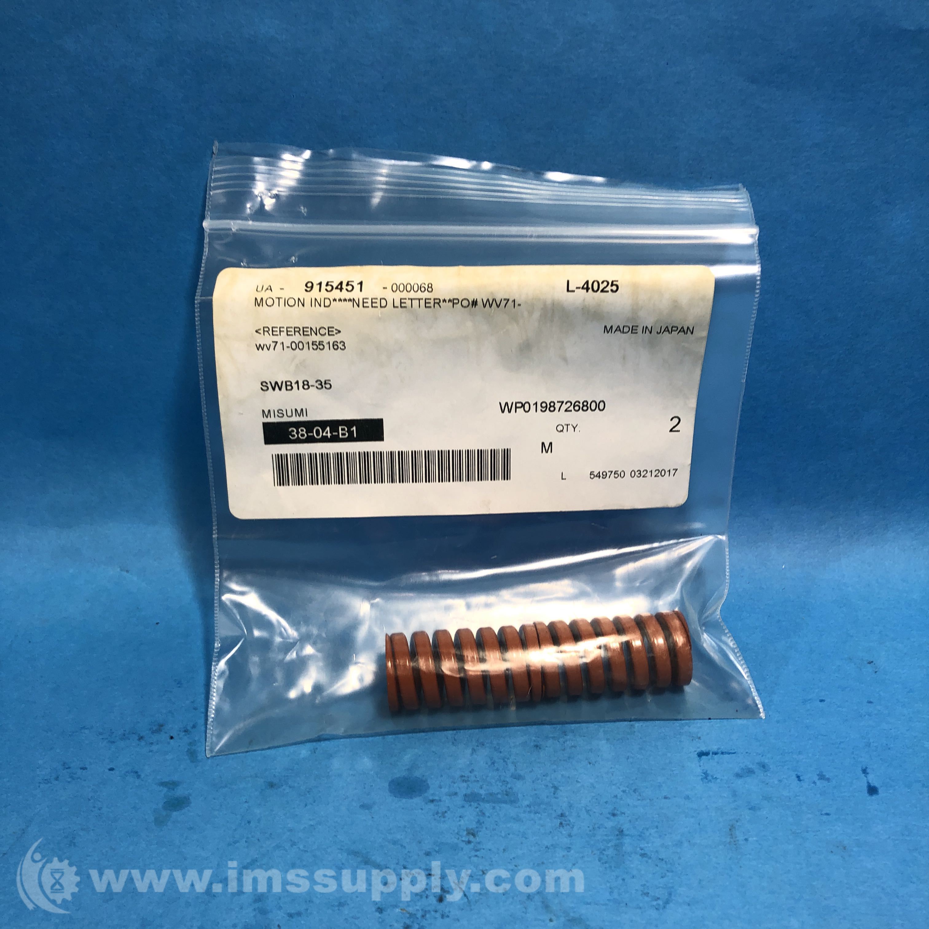 Misumi SWB18-35 Bag of 2 Heavy Duty Die Spring - IMS Supply