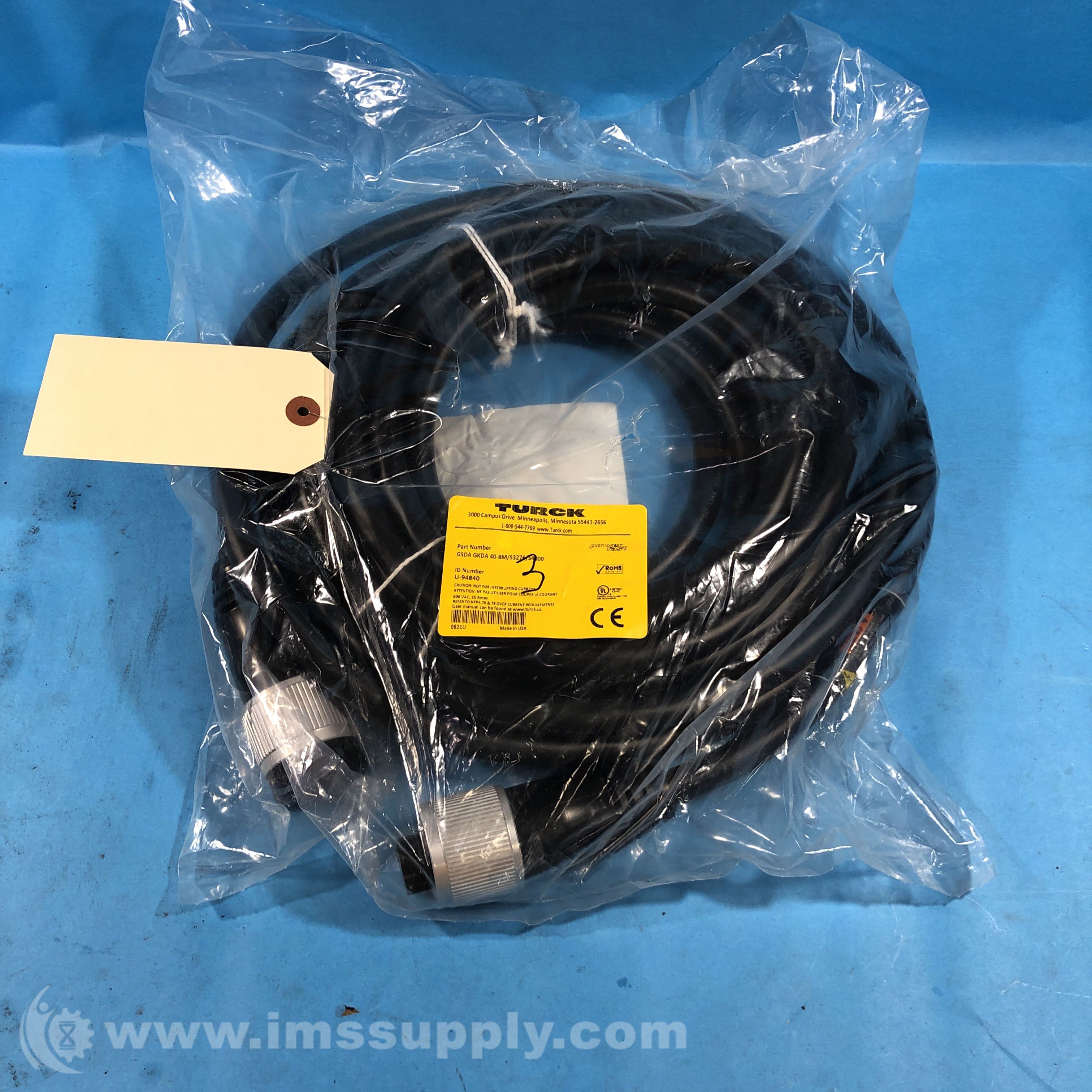 Turck GSDA GKDA 40-8M/S3276/S4000 Powerfast Double-End Cord - IMS Supply