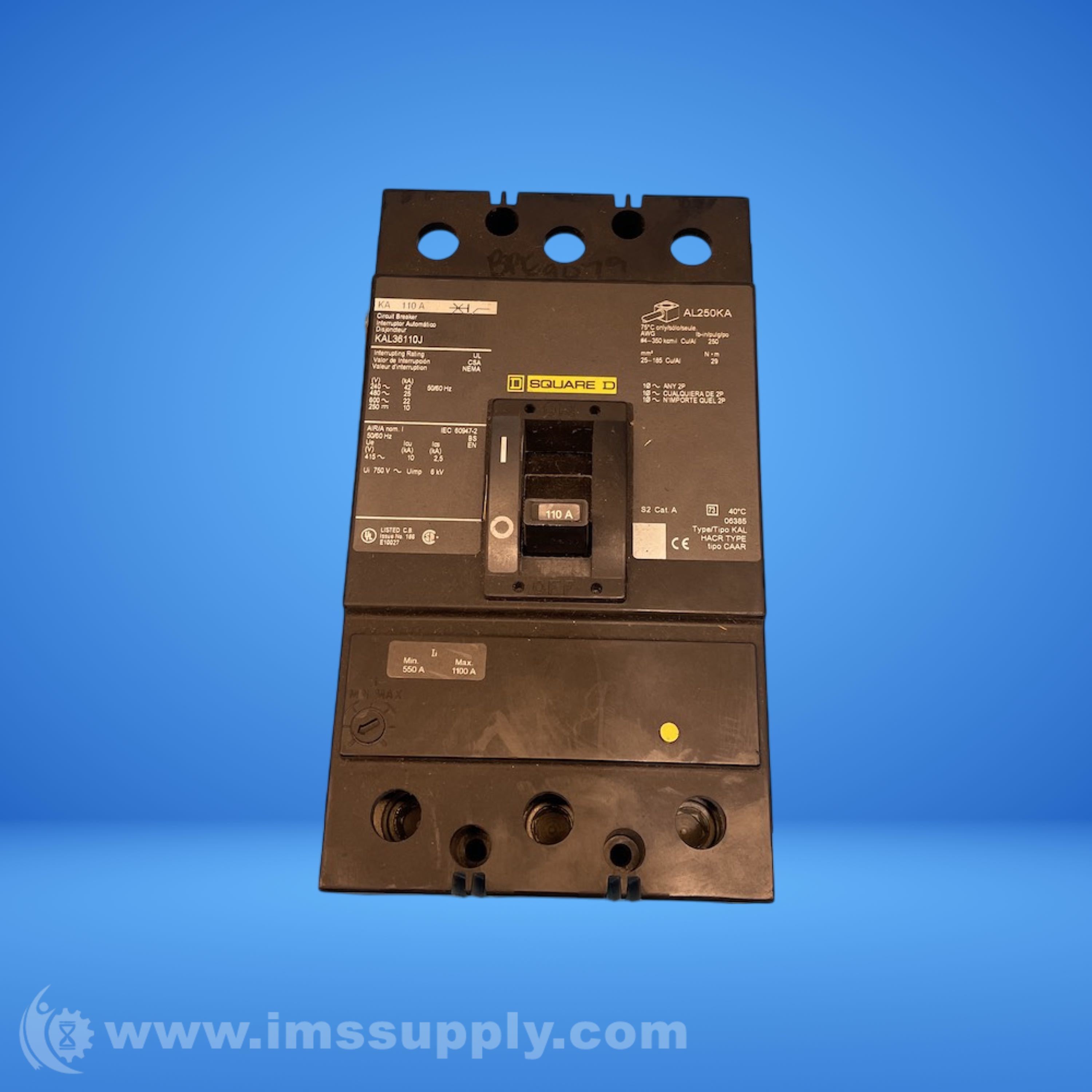 Square D KAL36110J Molded Case Circuit Breaker Feed-Thru - IMS Supply