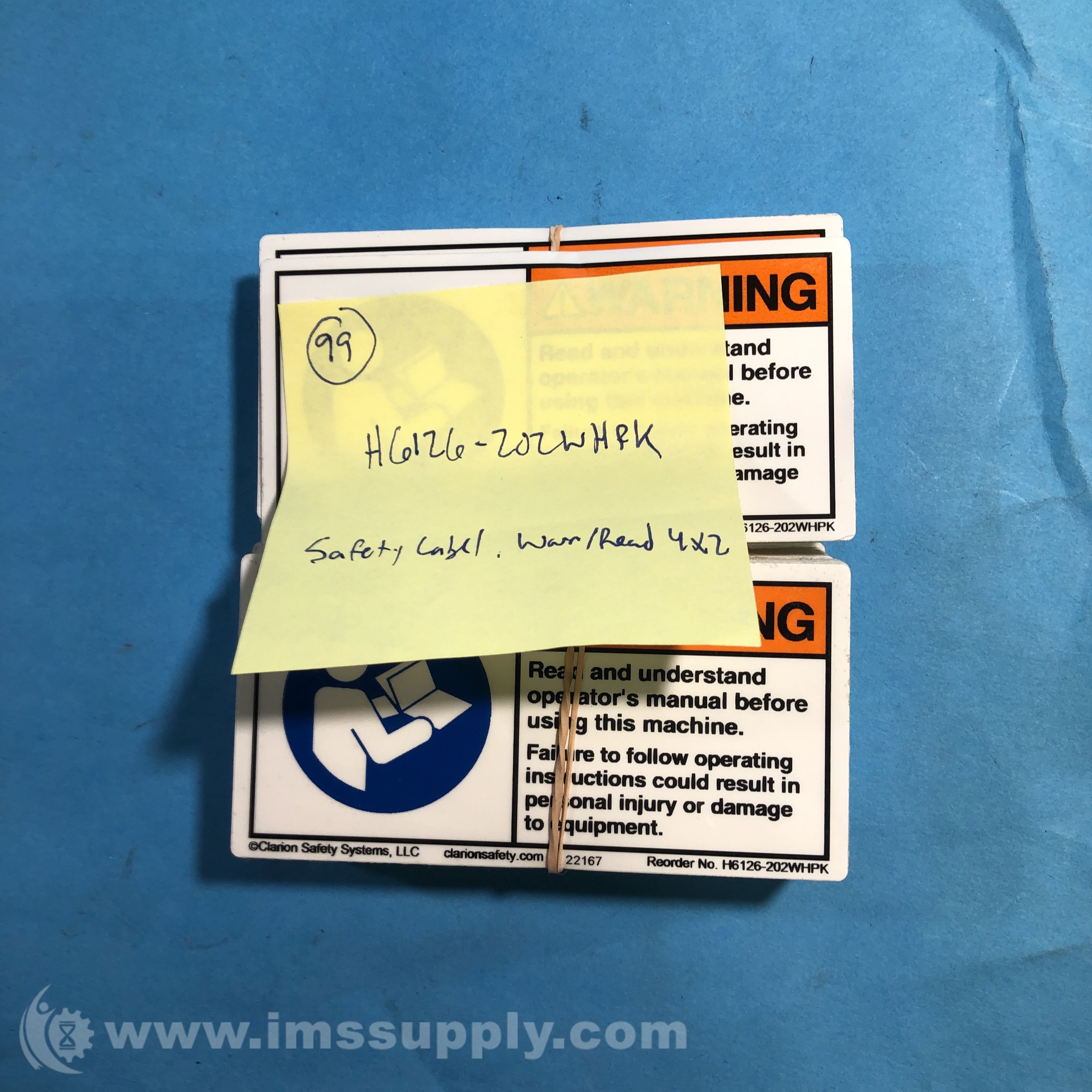 Clarion Safety Systems H6126-202WHPK Bag of 99 Warning Labels - IMS Supply