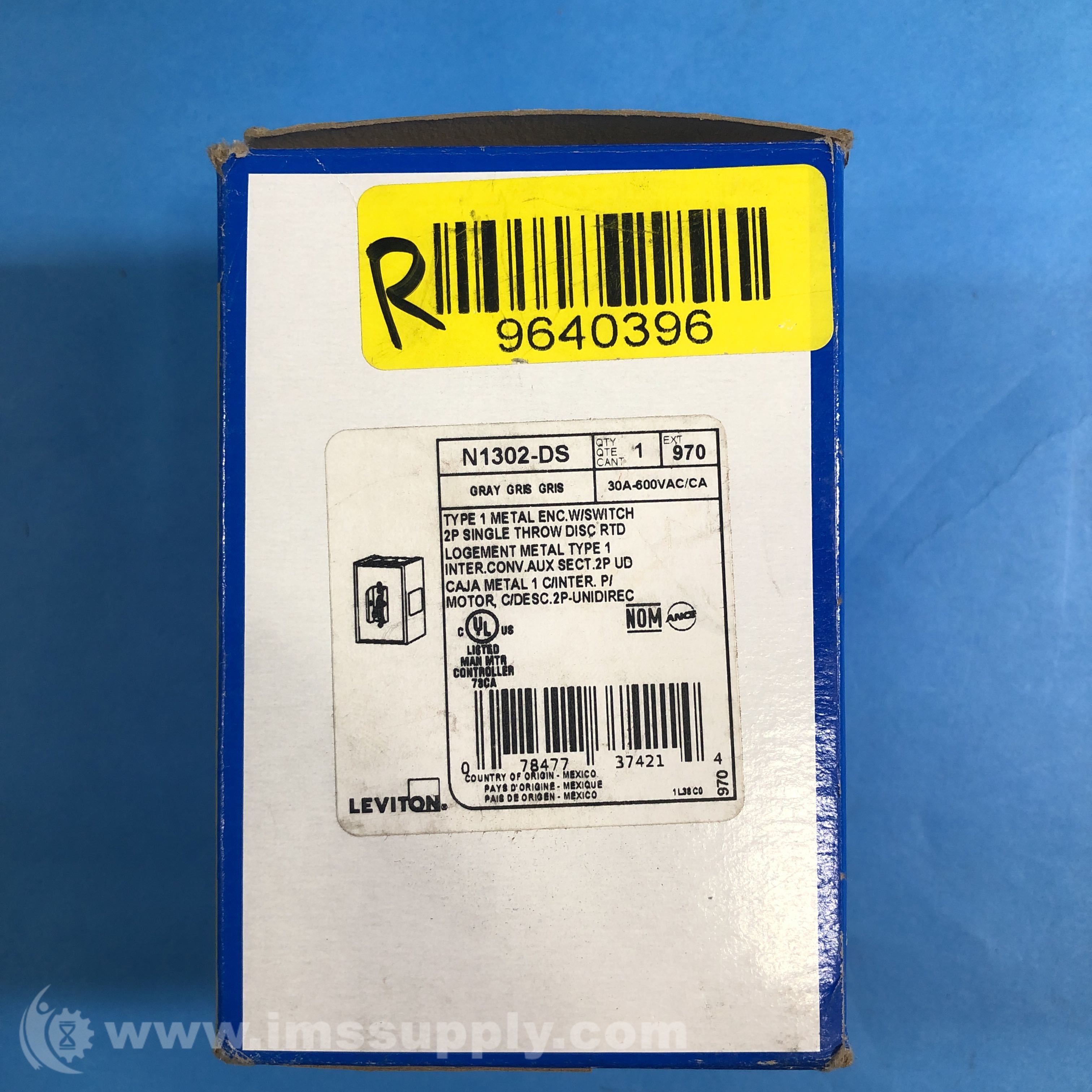 Leviton N1302-DS Double-Pole AC Manual Motor Controller - IMS Supply