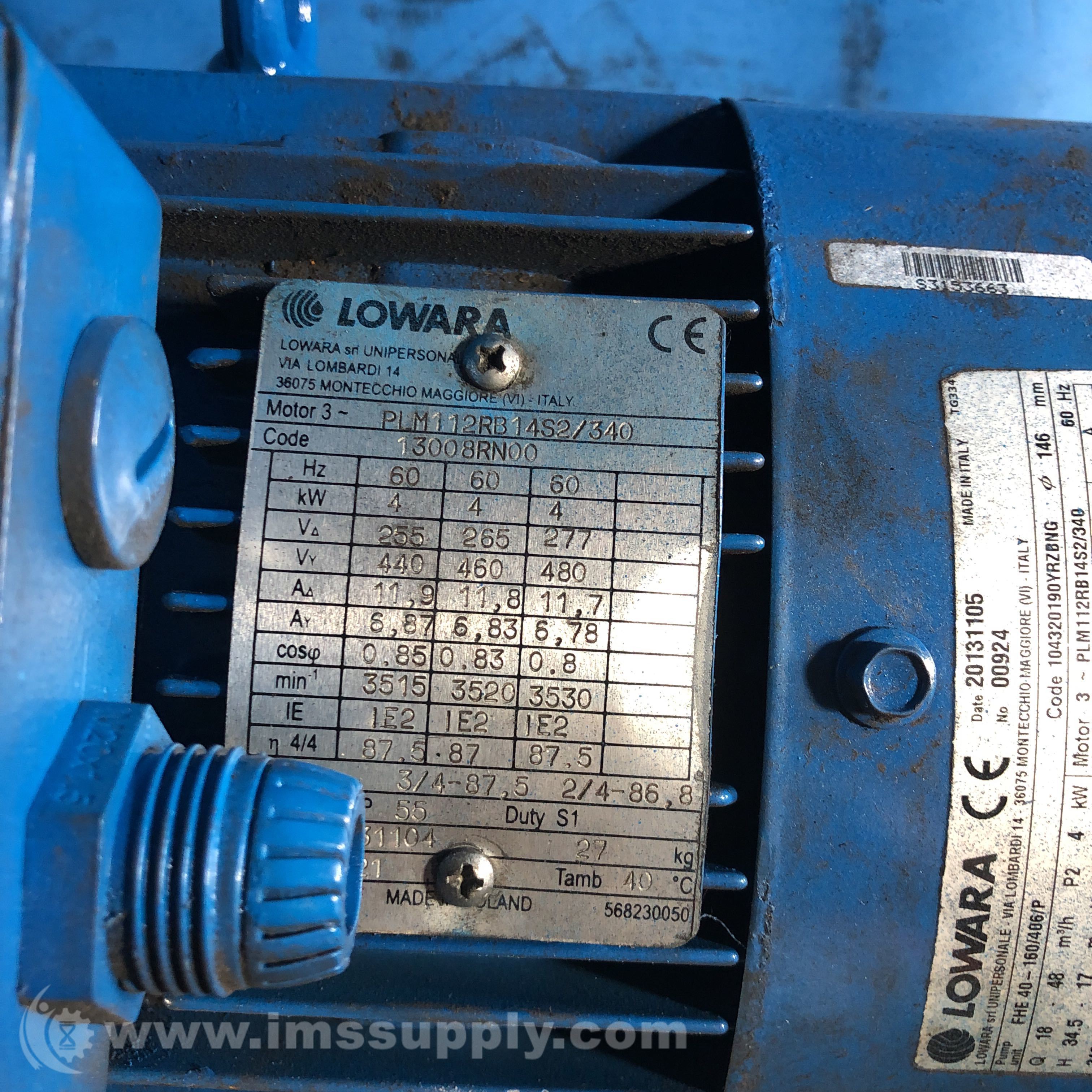 Xylem PLM112RB14S2/340 Motor, 3460 RPM - IMS Supply