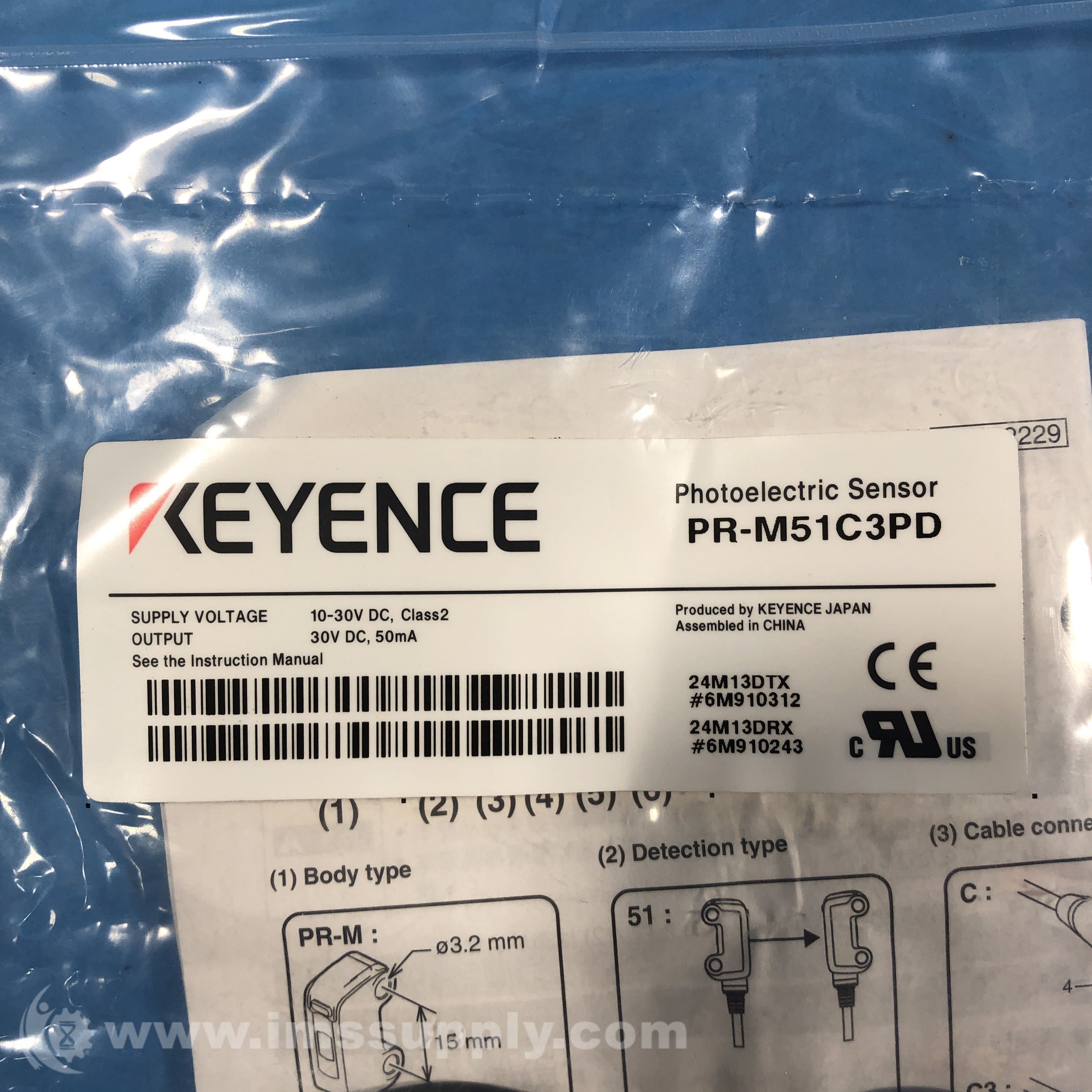 Keyence PR-M51C3PD Mini Photoelectric Sensor - IMS Supply