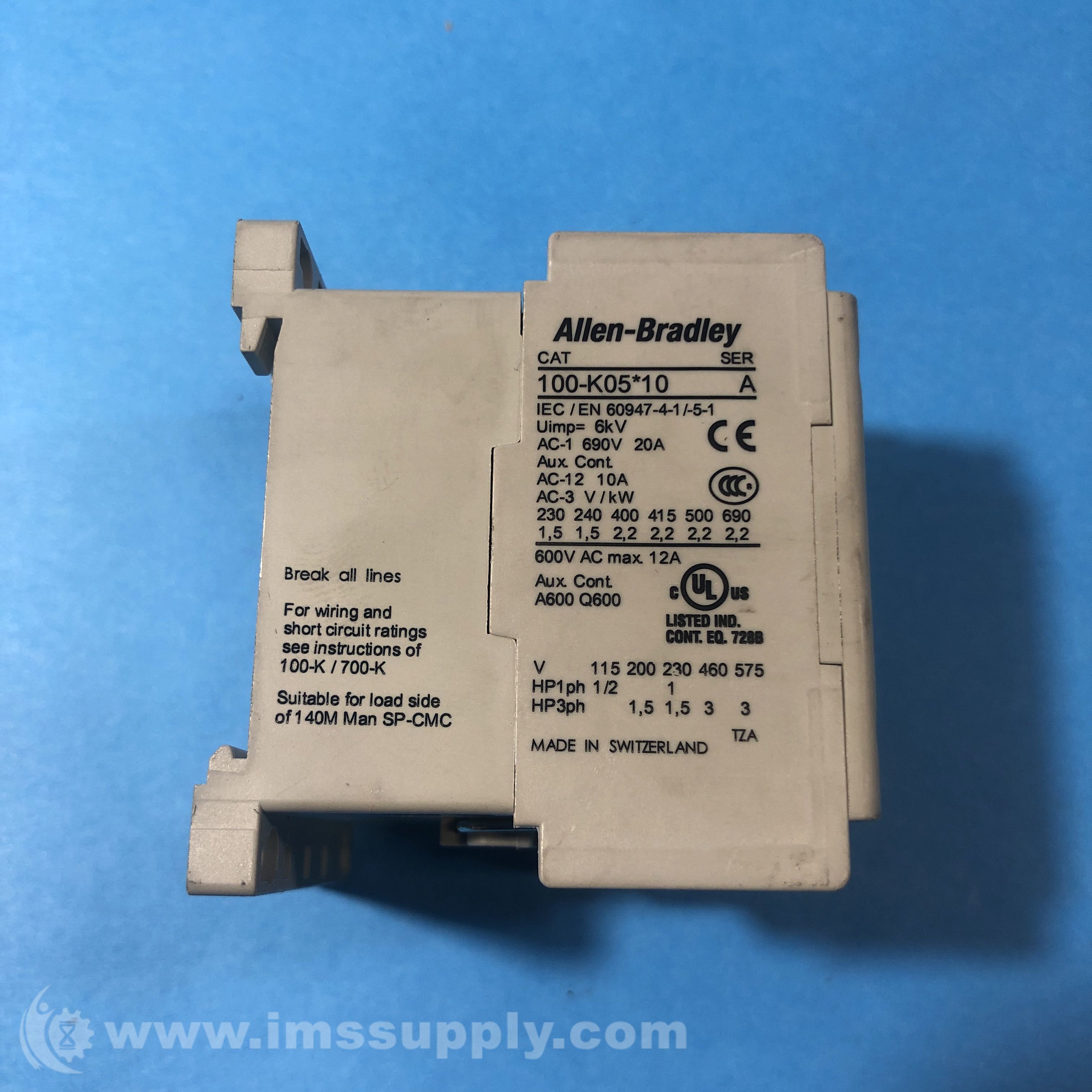 Allen Bradley 100-K05*10 Series A Miniature Contactor Relay - IMS Supply