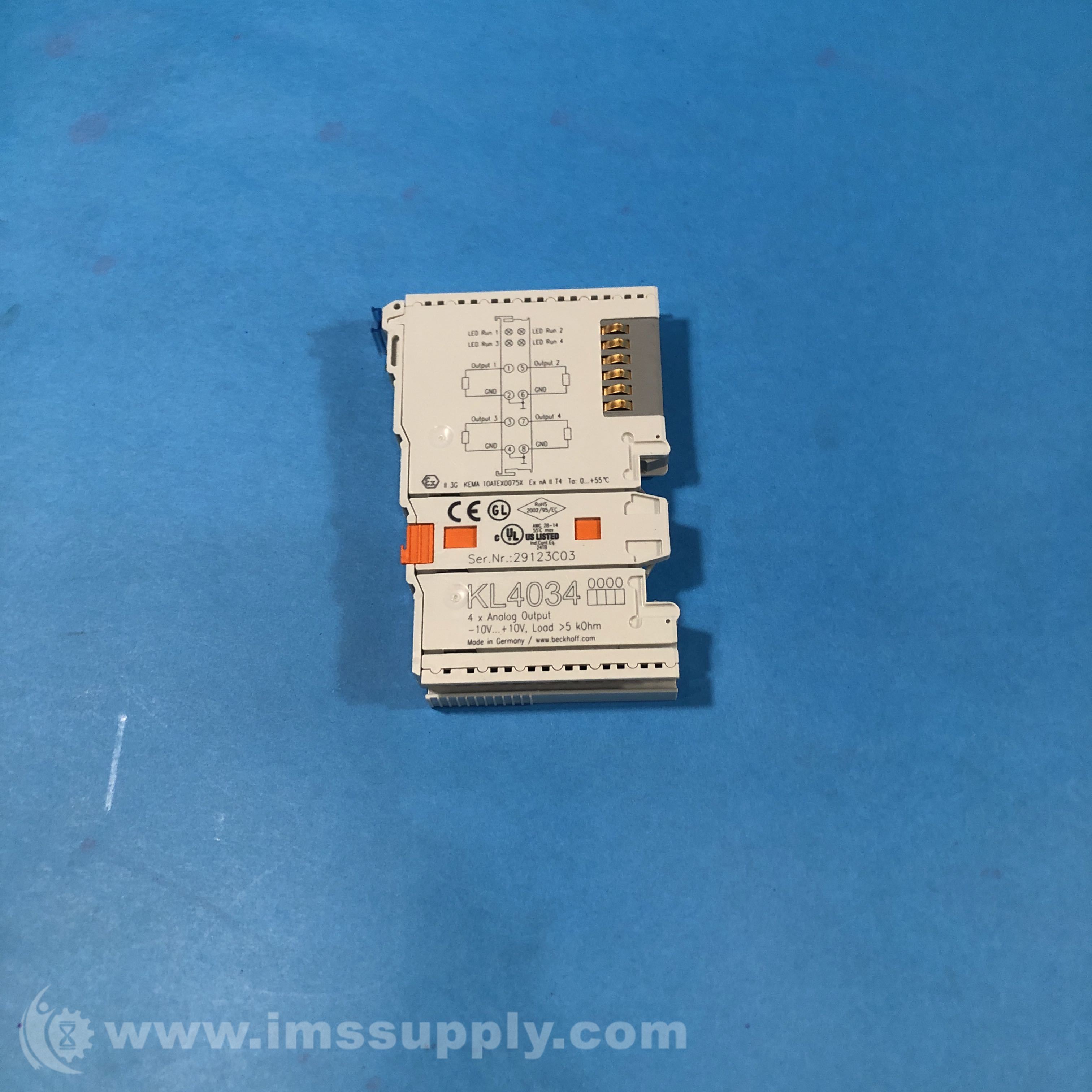 Beckhoff KL4034 Bus Terminal, 4-Channel Analog Output - IMS Supply