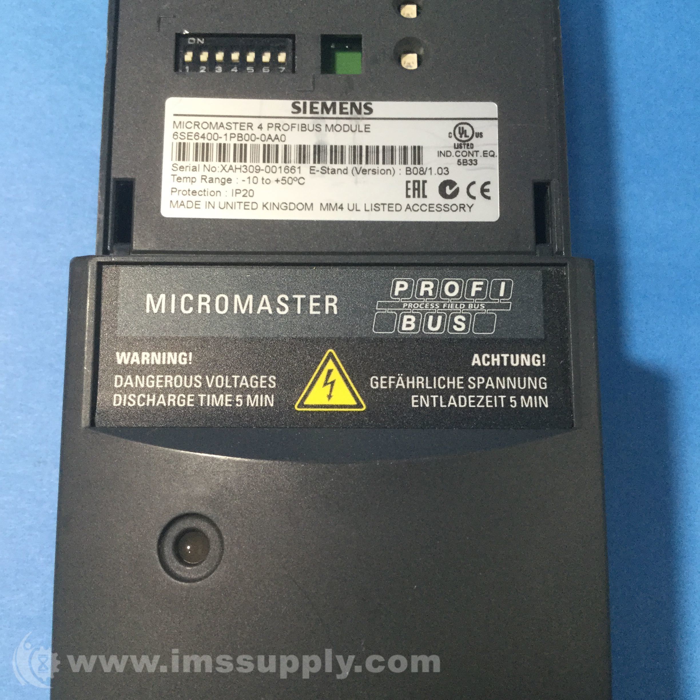 Siemens 6SE6400-1PB00-0AA0 Micromaster 4 Profibus Module - IMS Supply