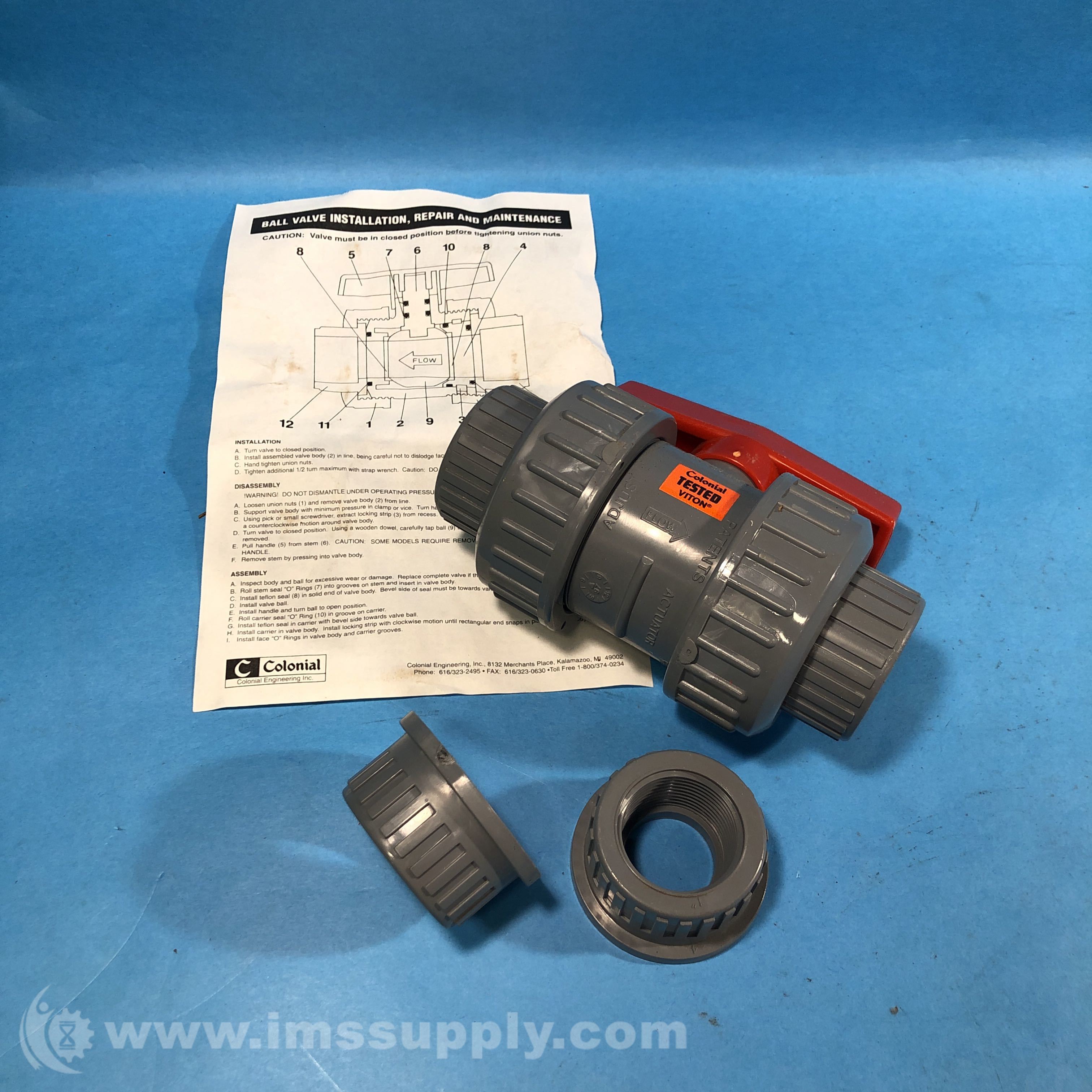 Colonial V10104N True Union Ball Valve CPVC 1" 235 P.S.I - IMS Supply