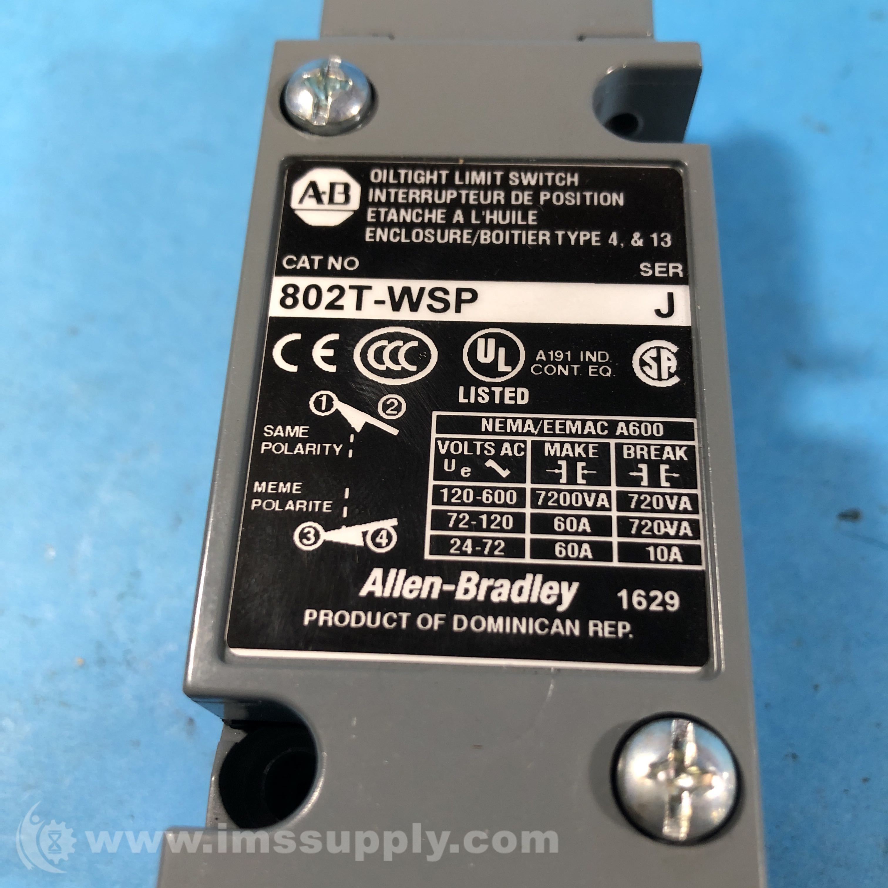 Allen Bradley 802T-WSP Series J Limit Switch - IMS Supply