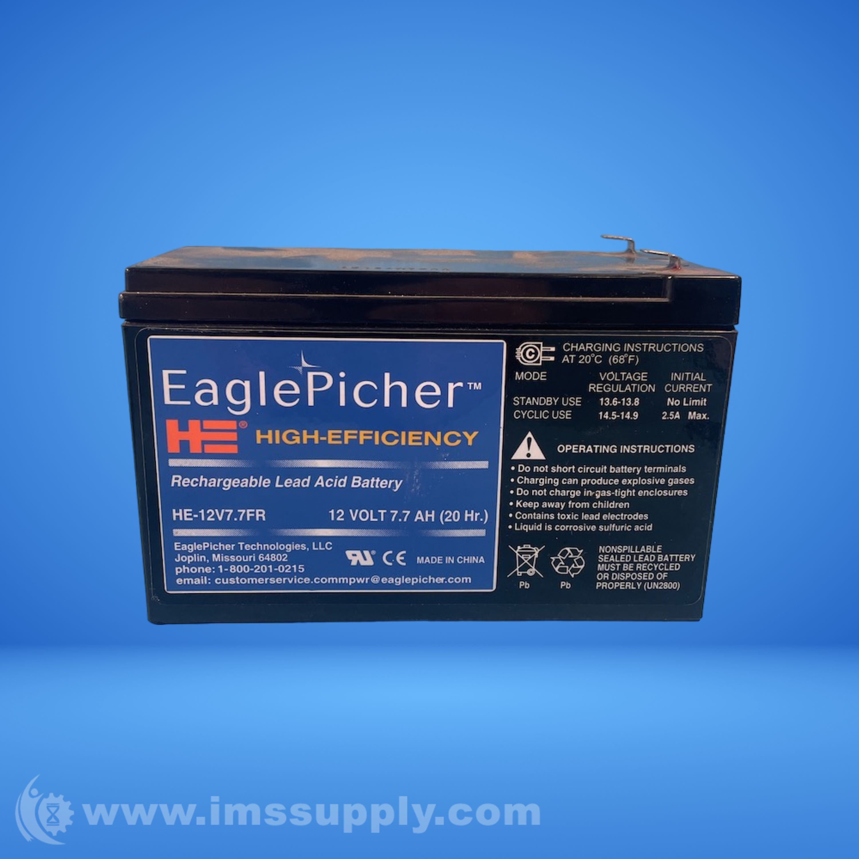 Eagle Picher HE-12V7.7FR Battery - IMS Supply