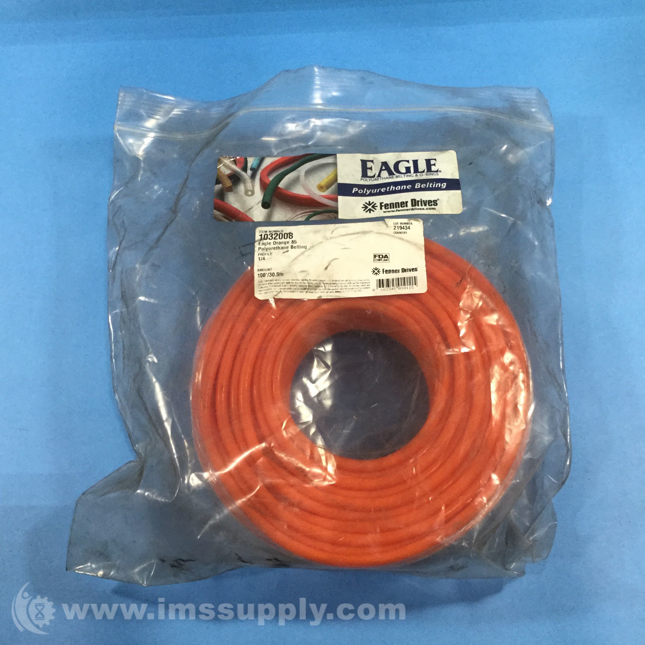 Eagle Polyurethane Belting 1032008 Orange Round Belt, 100 FT - IMS Supply