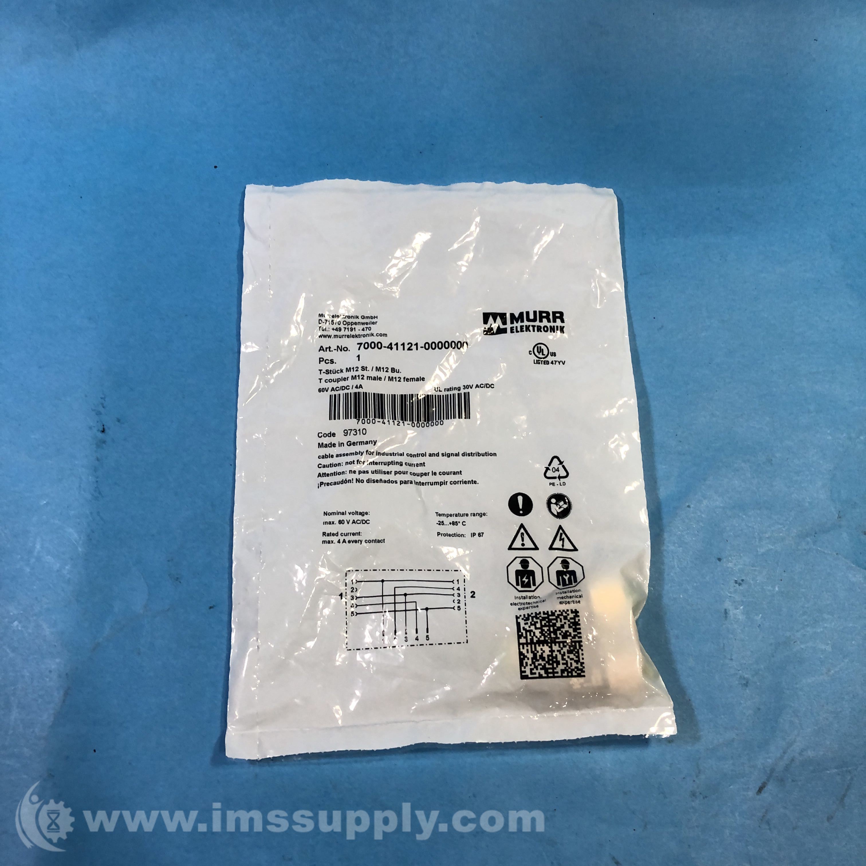 Murrelektronik 7000-41121-0000000 T-coupler, 5-pole Male - IMS Supply