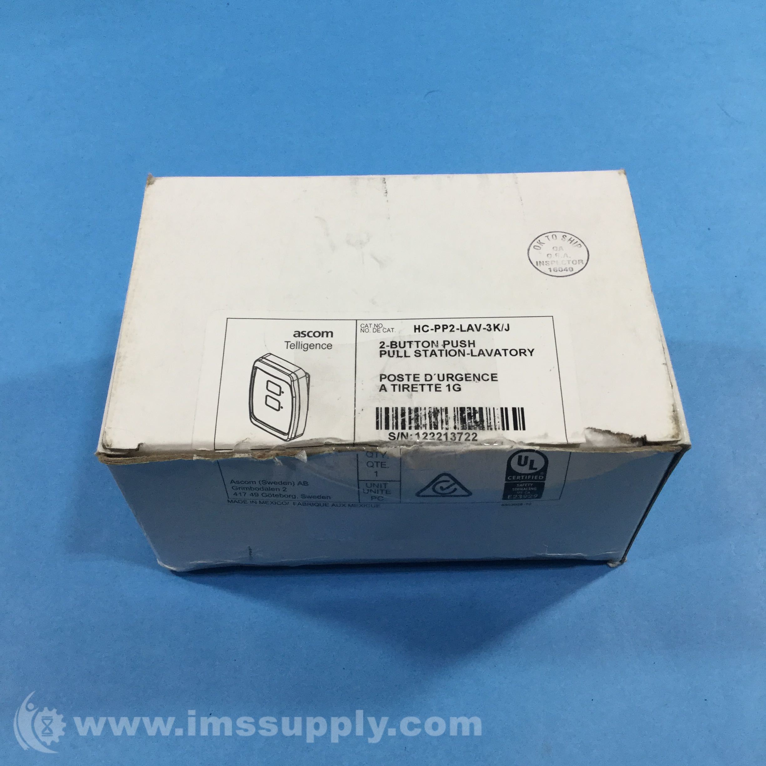 Ascom HC-PP2-LAV-3K/J 2-Button Push Pull Station, Lavatory - IMS Supply