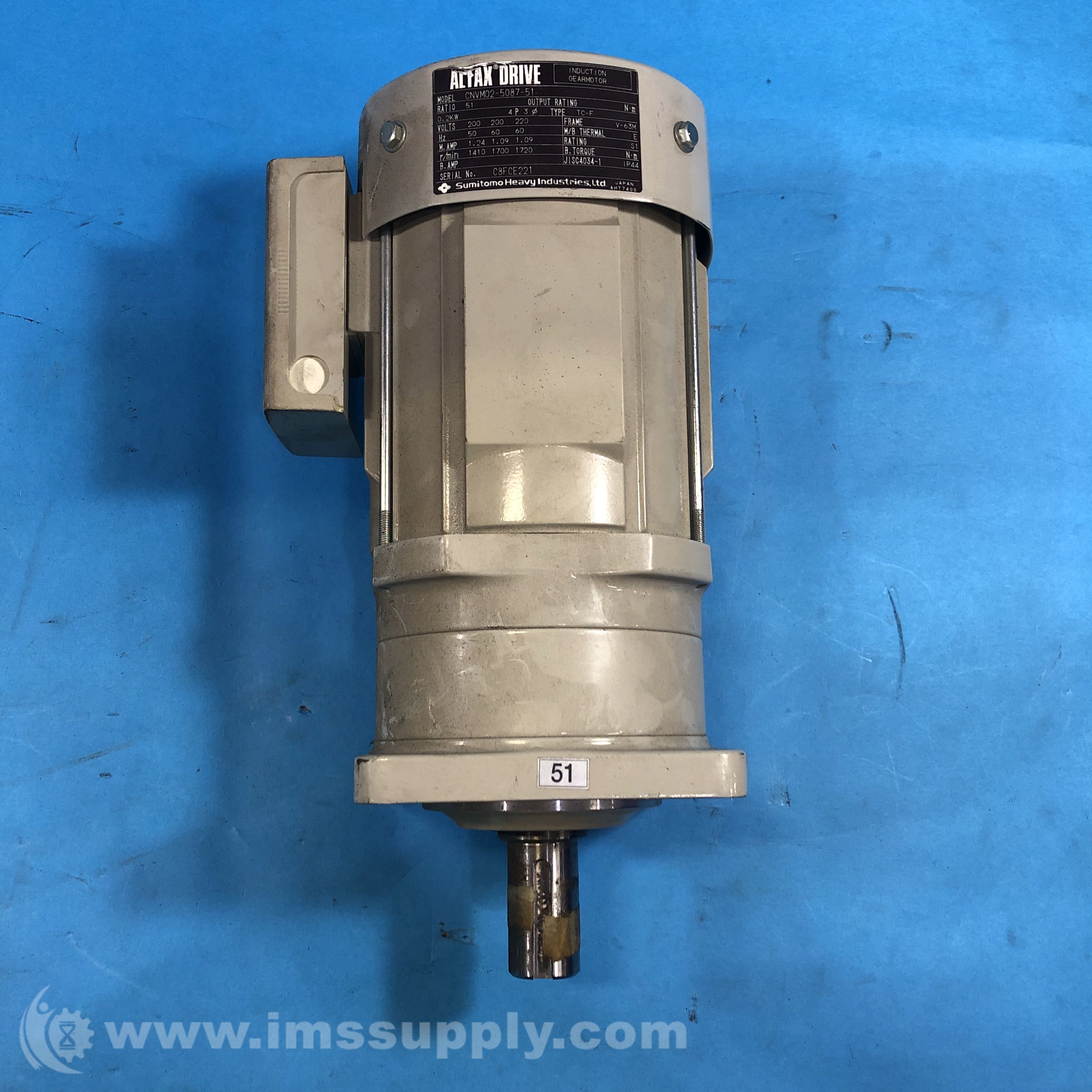 Sumitomo Heavy Industries CNVM02-5087-51 Induction Gear Motor - IMS Supply