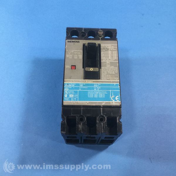 Siemens ED63B100 Circuit Breaker, 3-Poles, 100A, 600V - IMS Supply