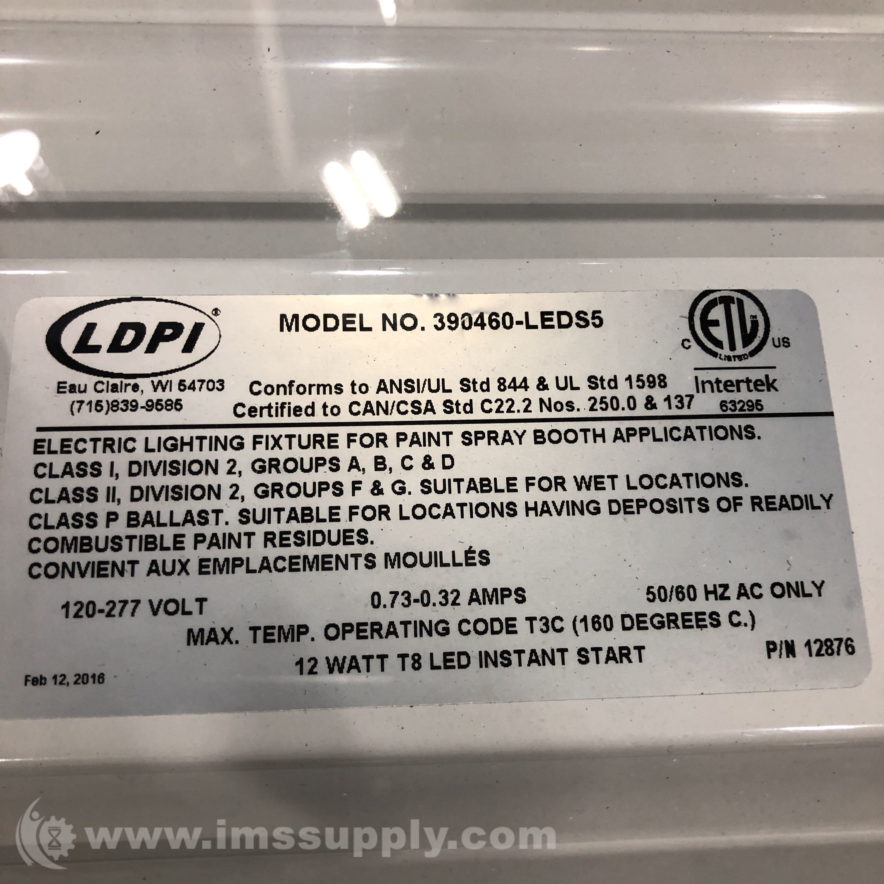 LDPI 390460-LEDS5 LED Paint Booth Light Fixture - IMS Supply