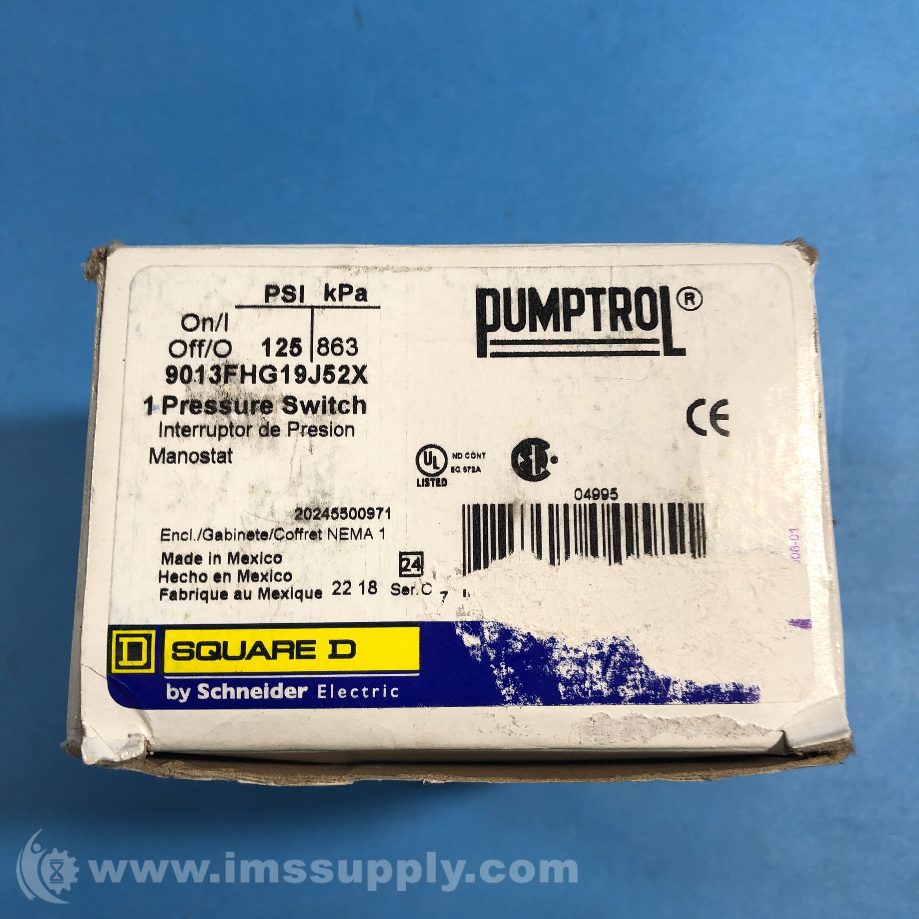 Square D 9013FHG19J52X Pressure Switch - IMS Supply