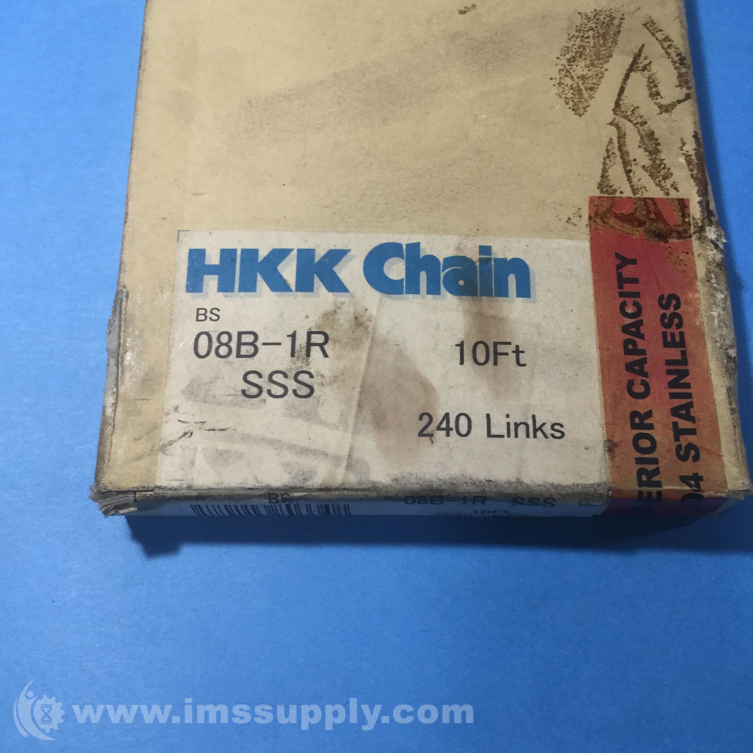 Hkk Chain 08B-1R 10FT Chain, 240 Links, Stainless Steel - IMS Supply