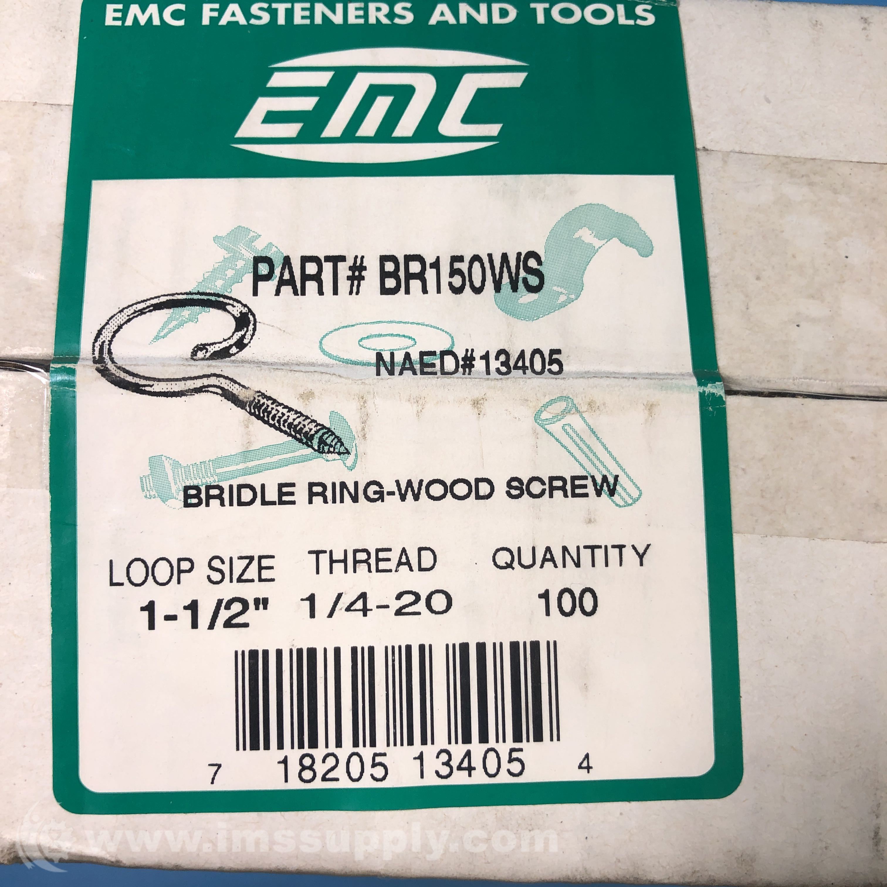 Emc BR150WS Box of 100 Wood Screws, Zinc Plated - IMS Supply