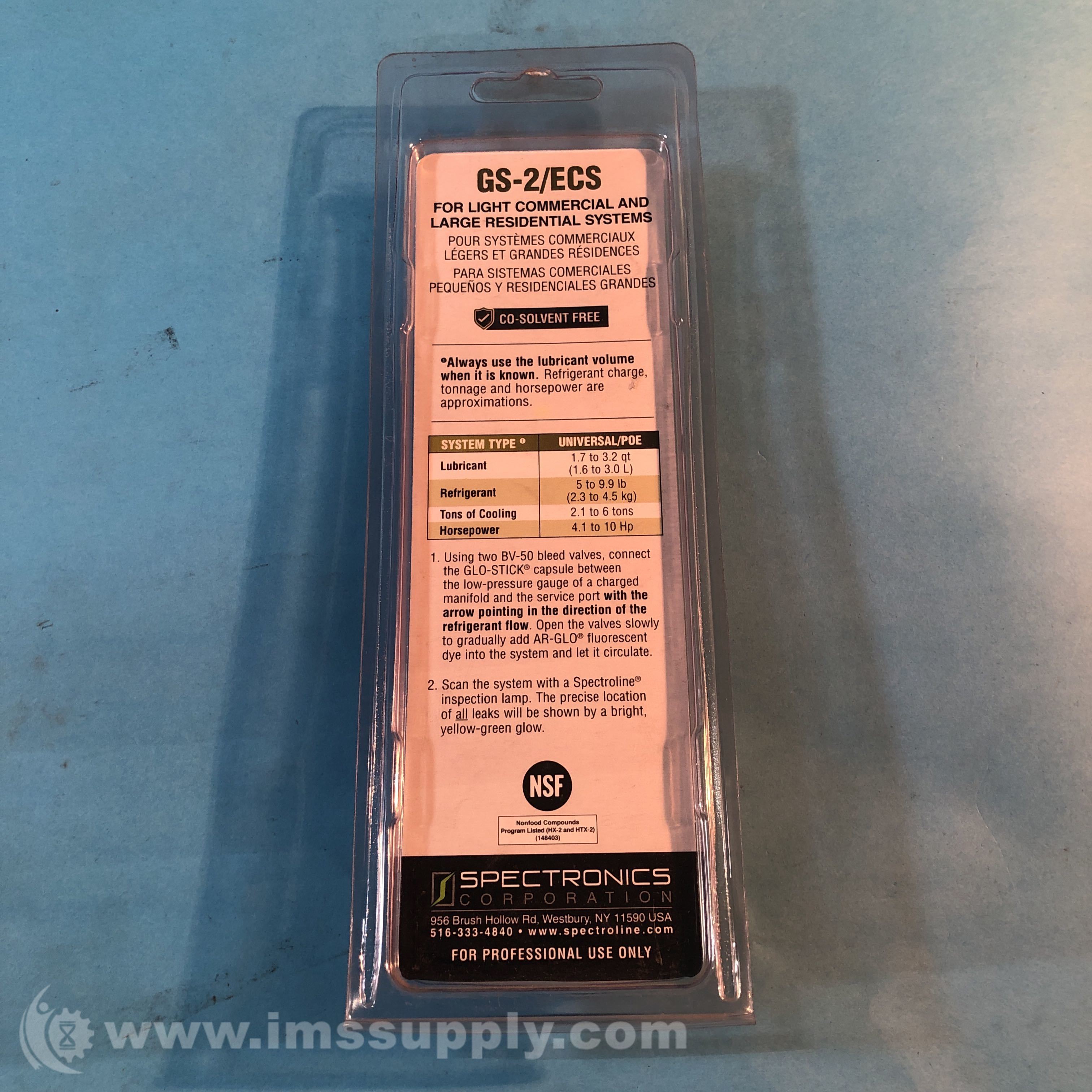 Spectroline GS-2/ECS, 15ml Dye Capsule Leak Detector - IMS Supply