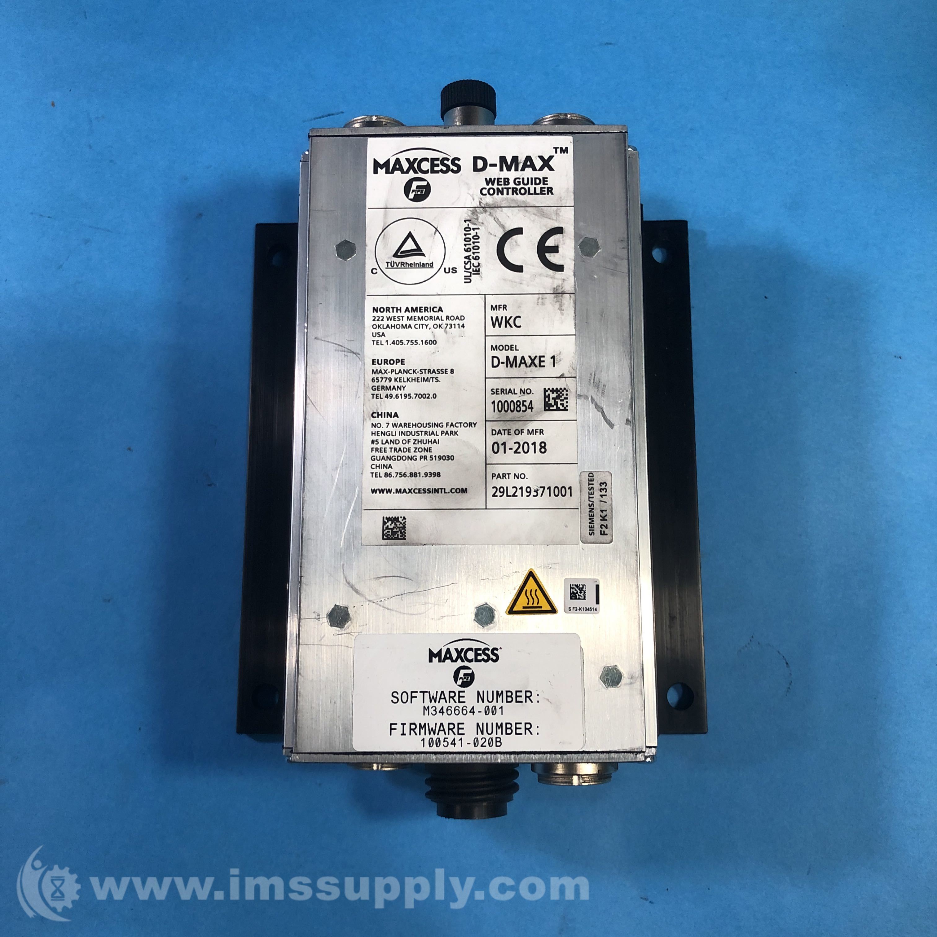 Maxcess International D-MAXE 1 Web Guide Controller, 29L219371001 - IMS ...