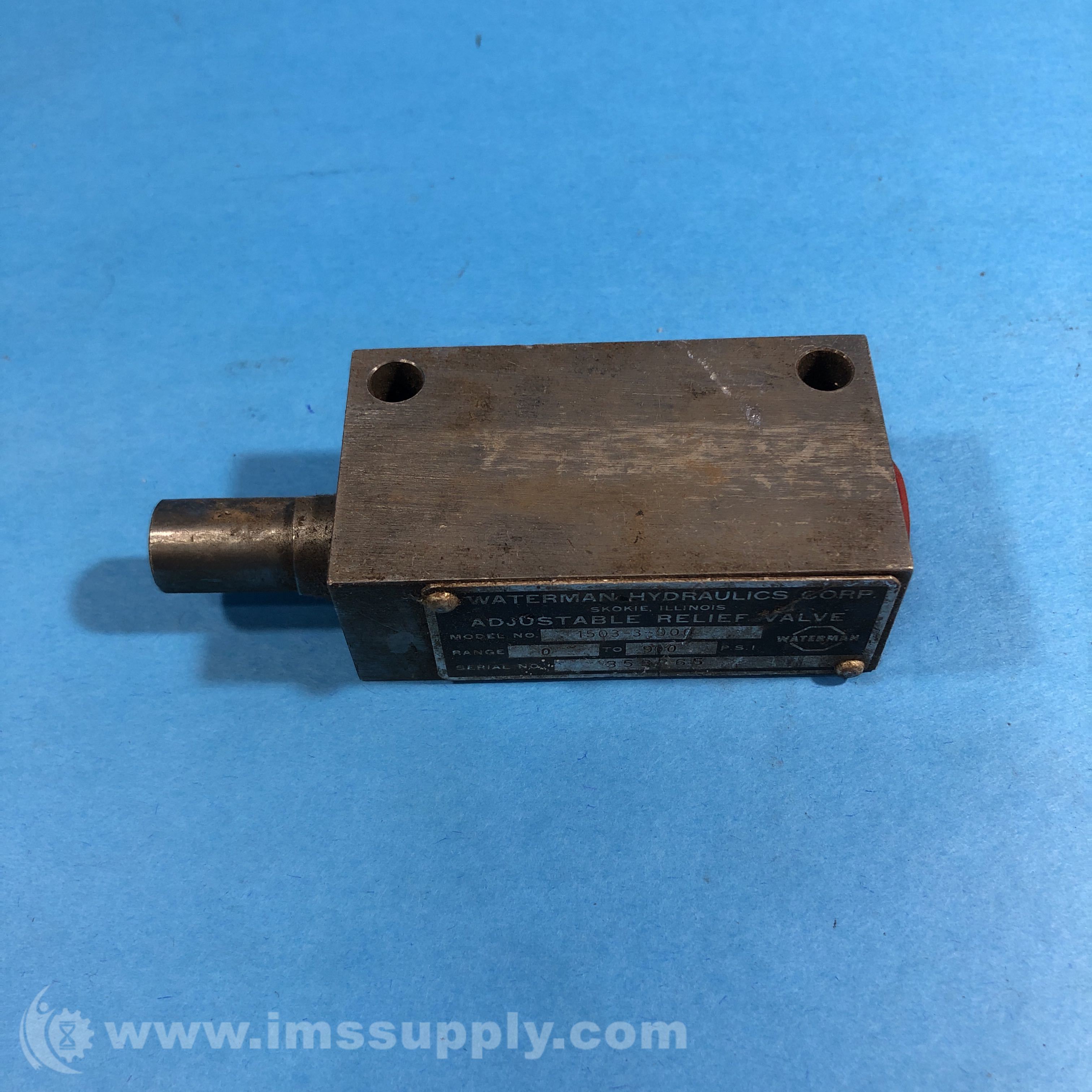 Waterman 1503-3-900 Adjustable Relief Valve, 0-900PSI - IMS Supply
