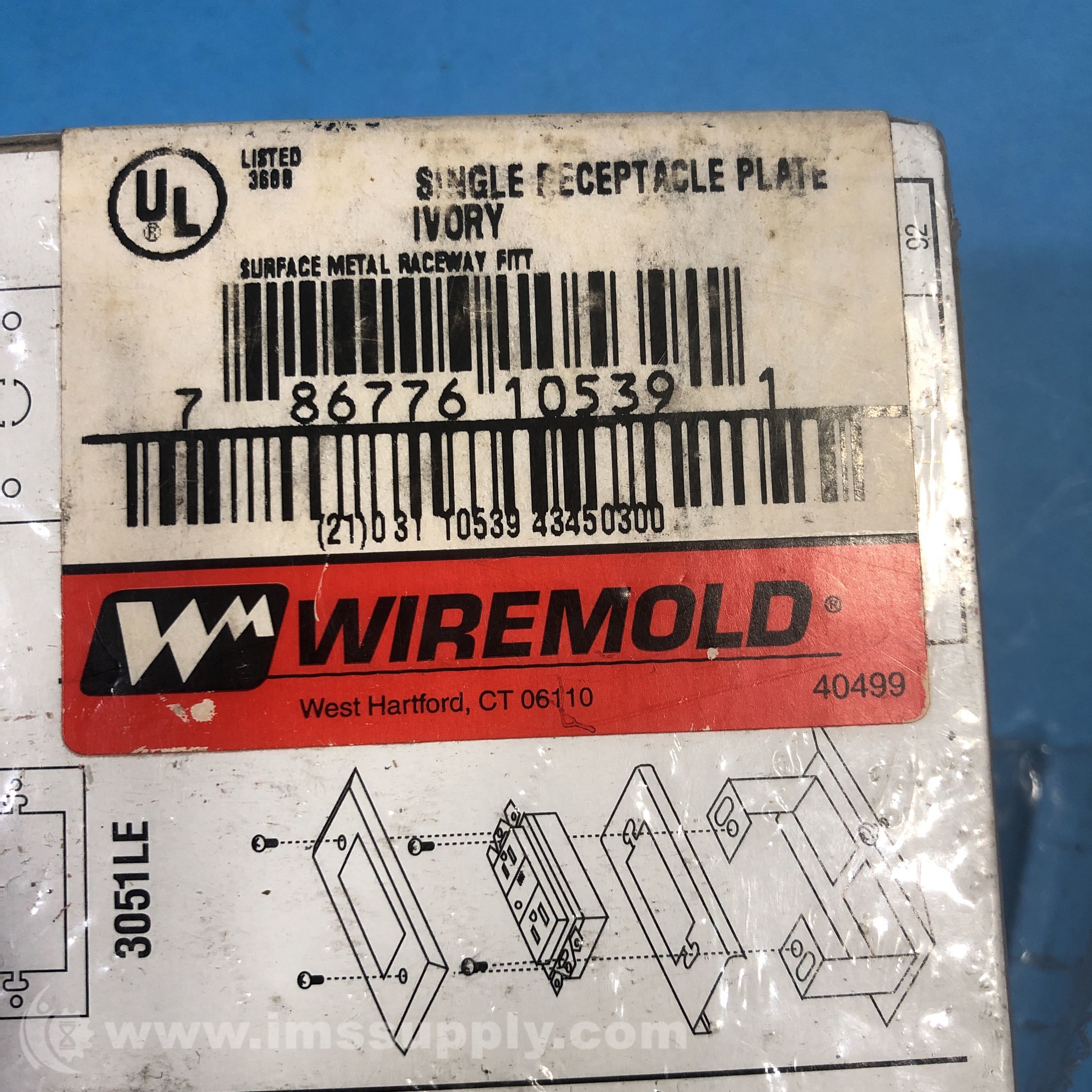 Wiremold V3027AE Stl Single Recept Plate 3000 Ivory - IMS Supply