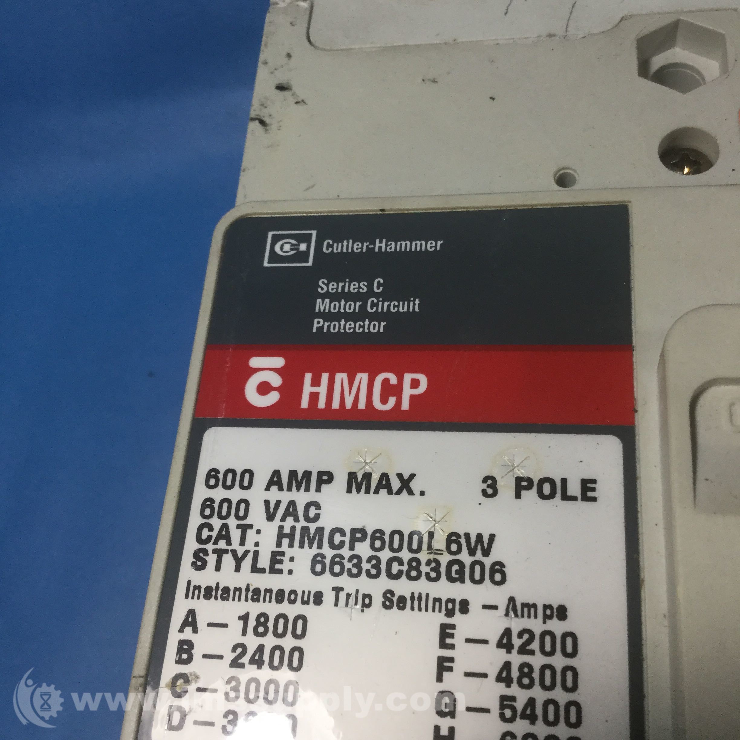 Cutler Hammer HMCP600L6W Circuit Breaker, Molded Case - IMS Supply