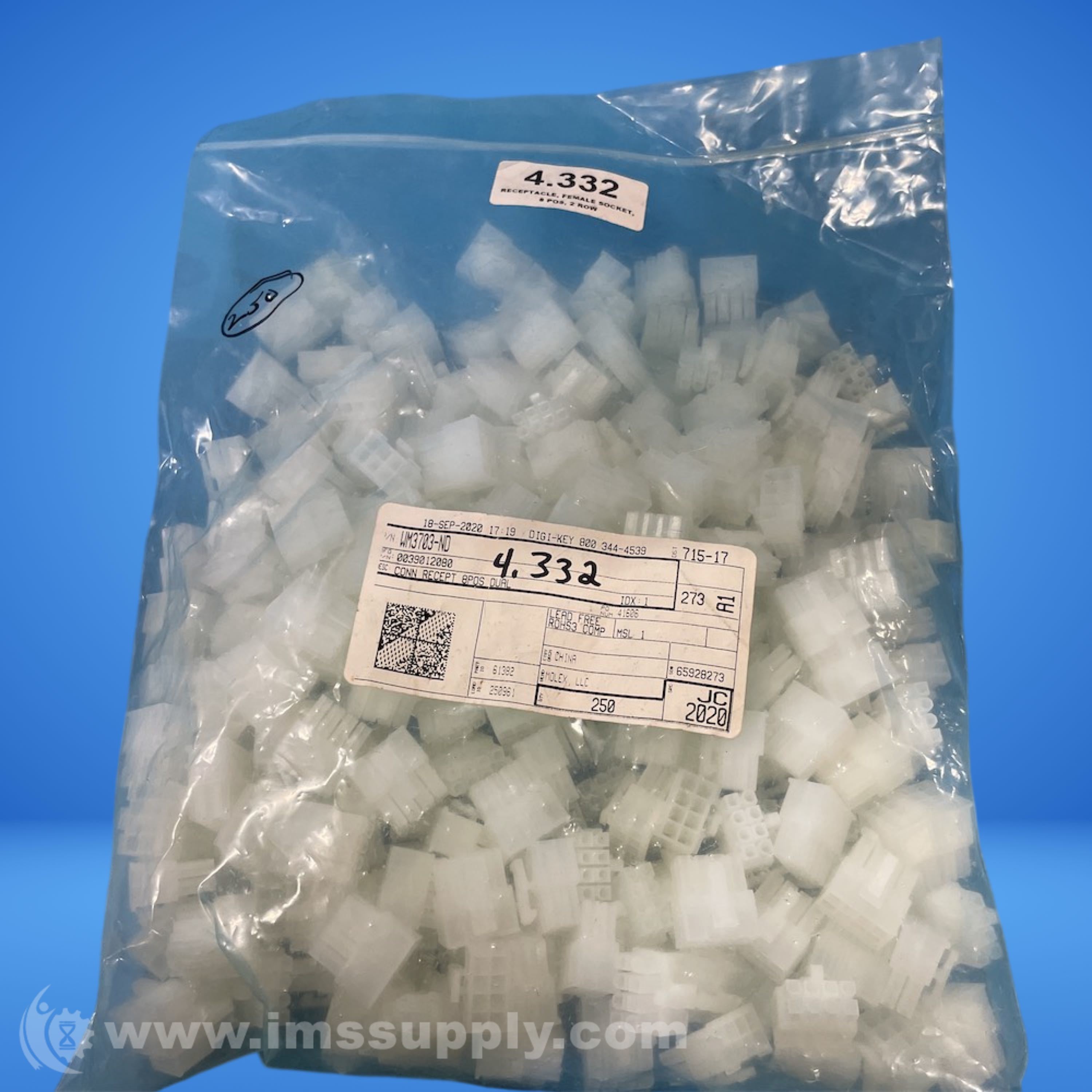 Molex 0039012080 8P Mini-Fit Jr Receptacle - IMS Supply