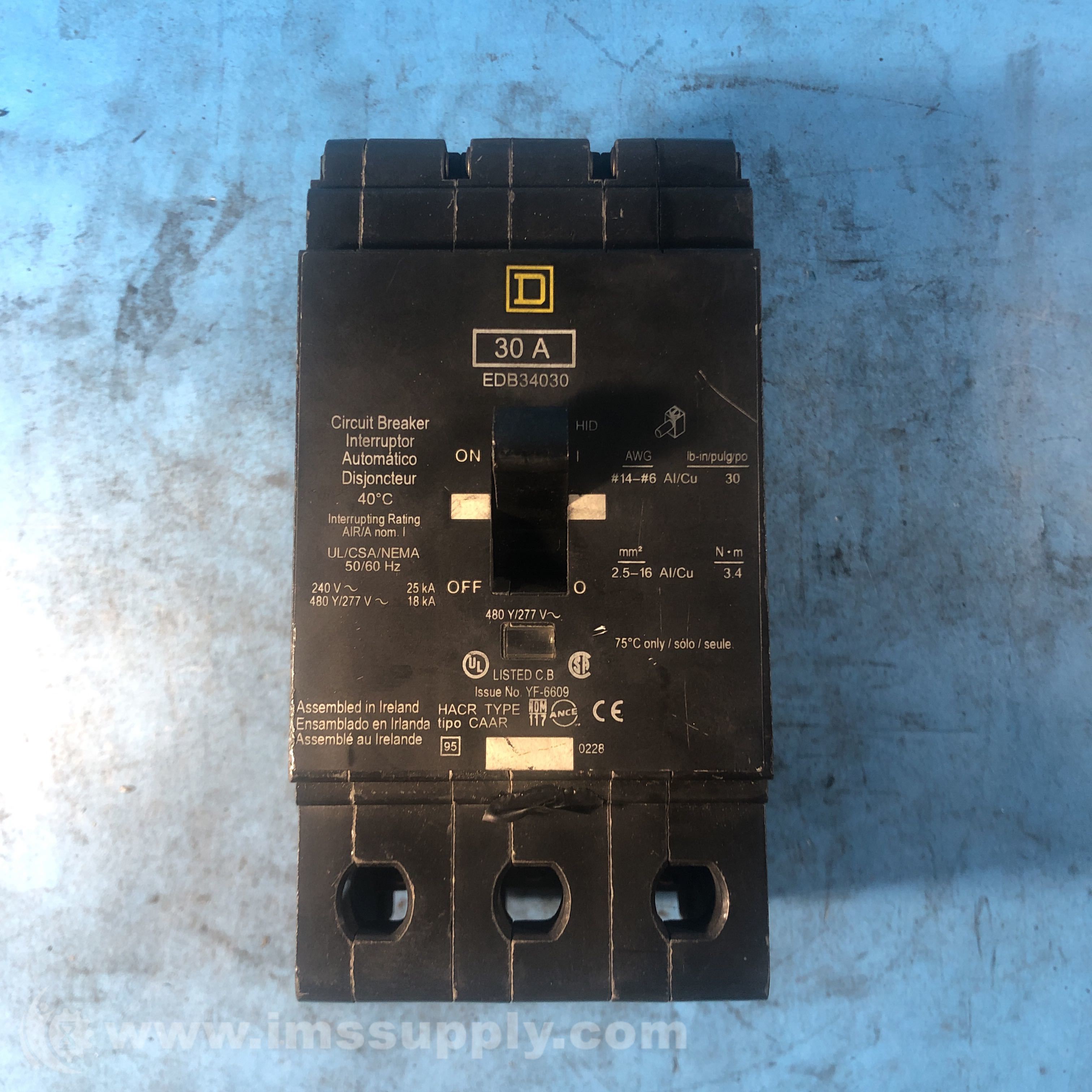 Square D EDB34030 Molded Case Circuit Breaker - IMS Supply