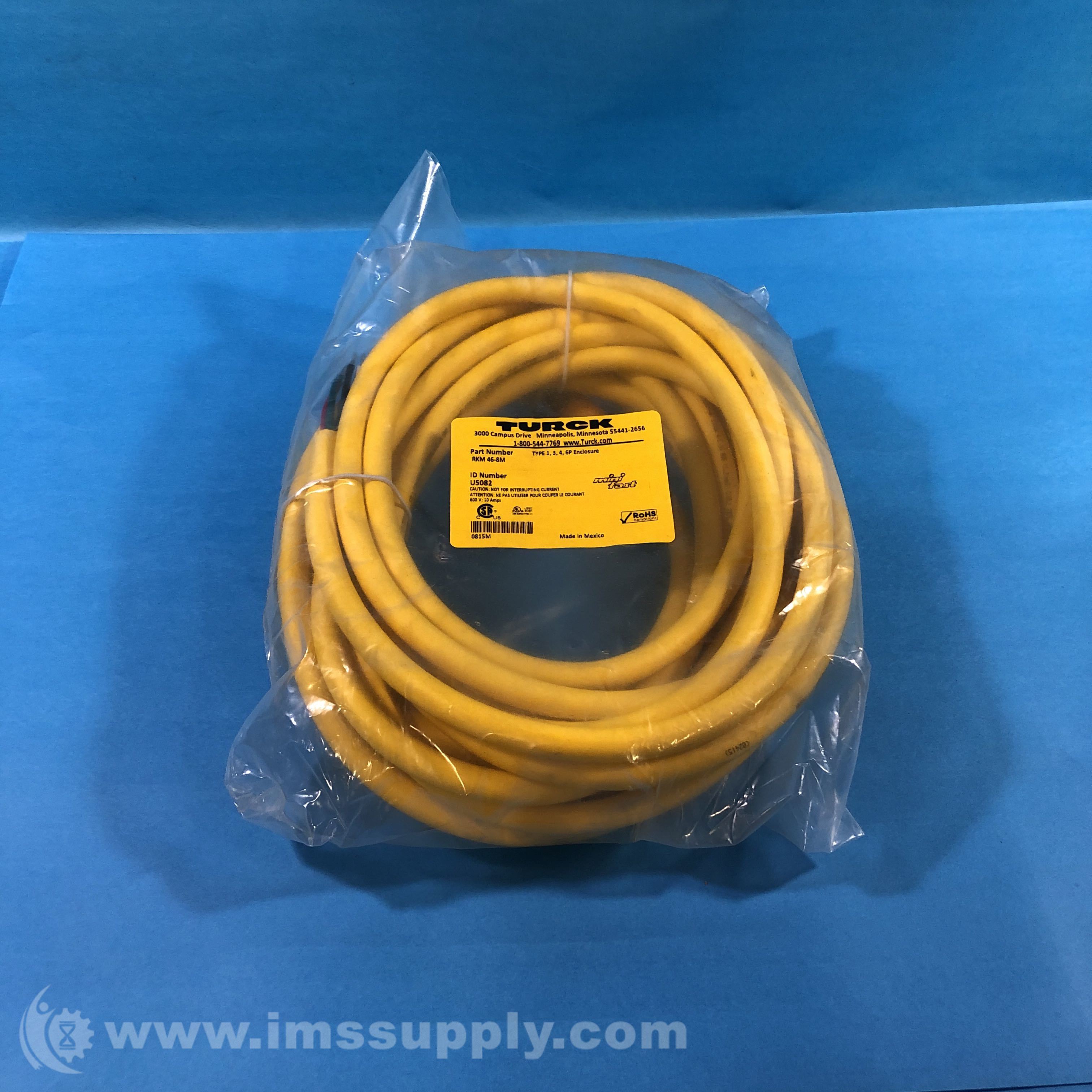 Turck RKM 46-8M Minifast Molded Cordset, 4-Pin Female Connector - IMS ...