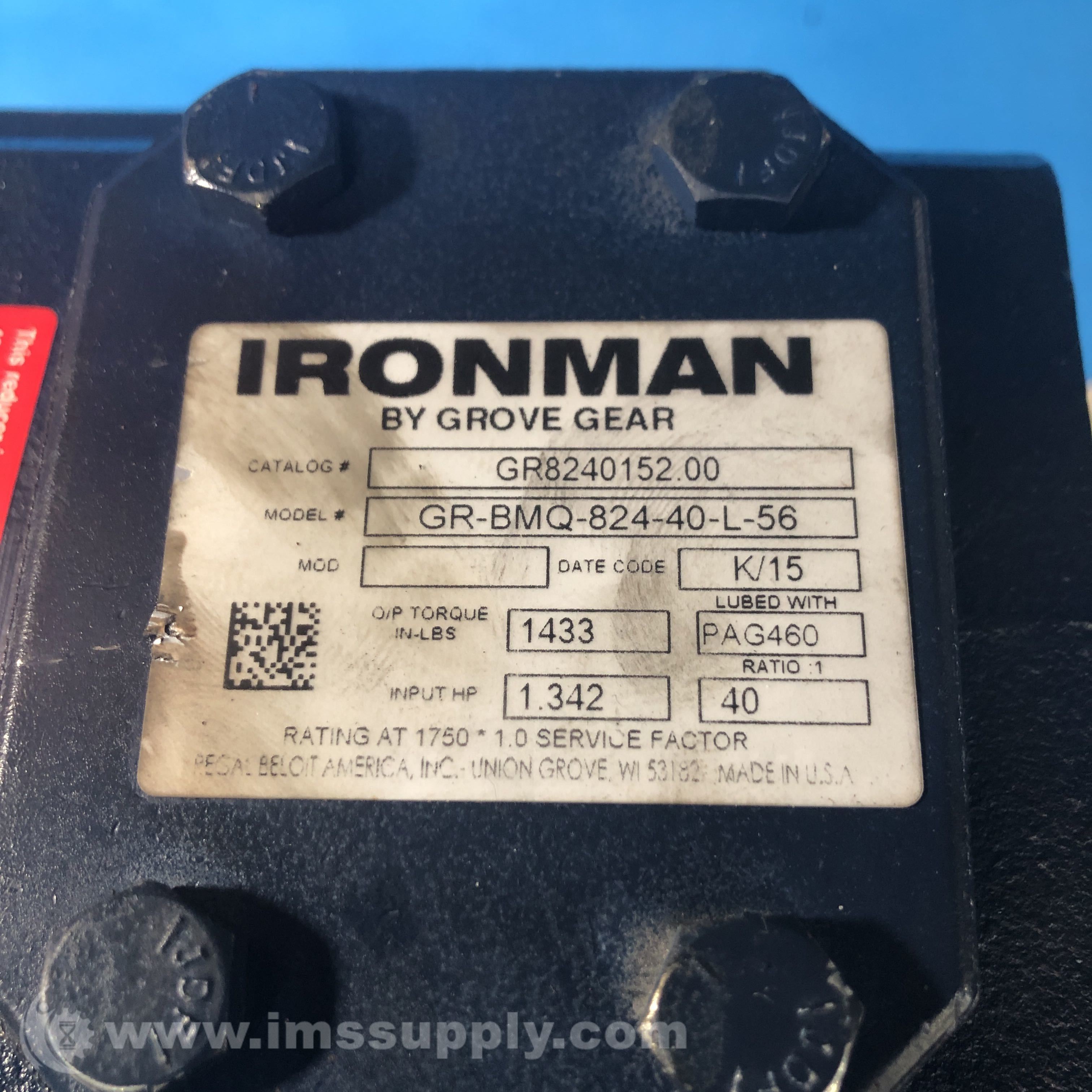 Grove Gear GR-BMQ-824-40-L-56 Right Angle Gear Reducer - IMS Supply