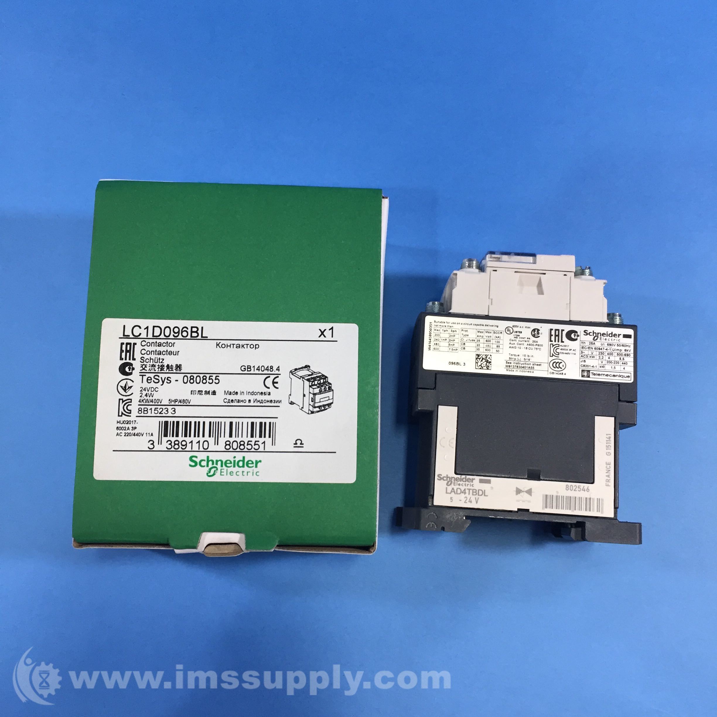 Schneider Electric LC1D096BL 24V IEC Magnetic Contactor 9A - IMS Supply