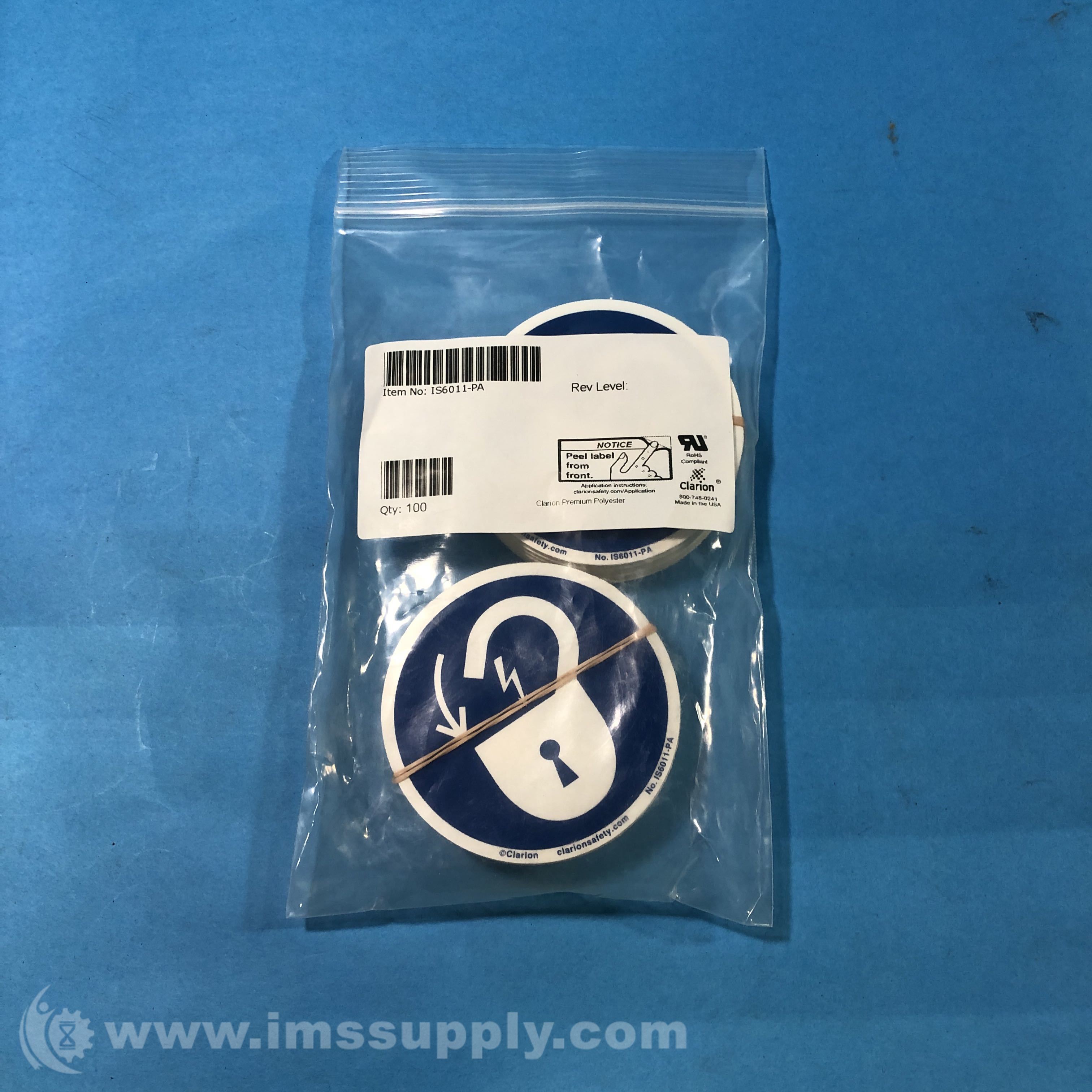 Clarion Safety Systems IS6011-PA ,100 Pack, Lock Out Power Label - IMS ...