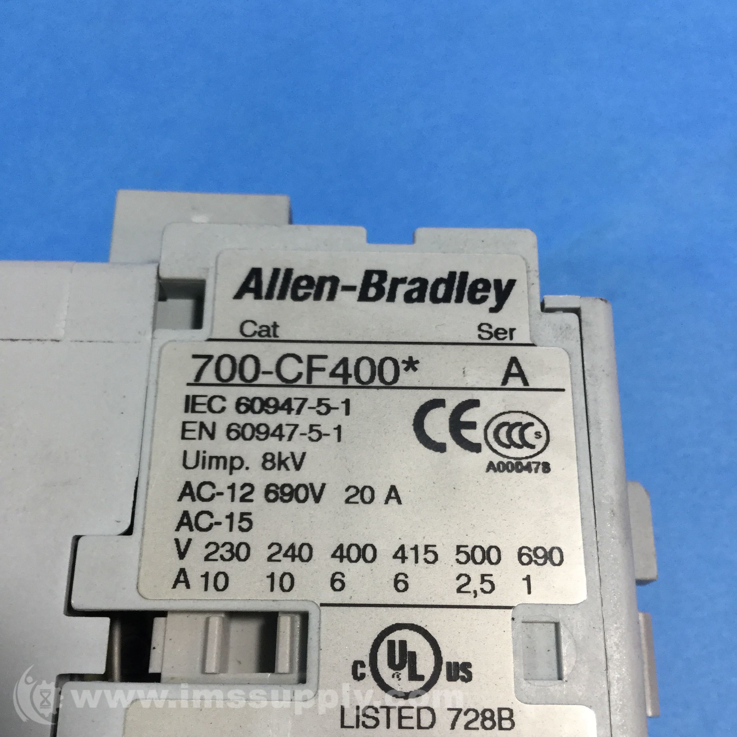 Allen Bradley 700-CF400 MCS-CF Control Relay, 4 N.O., 240 Volt, 6 - IMS Supply