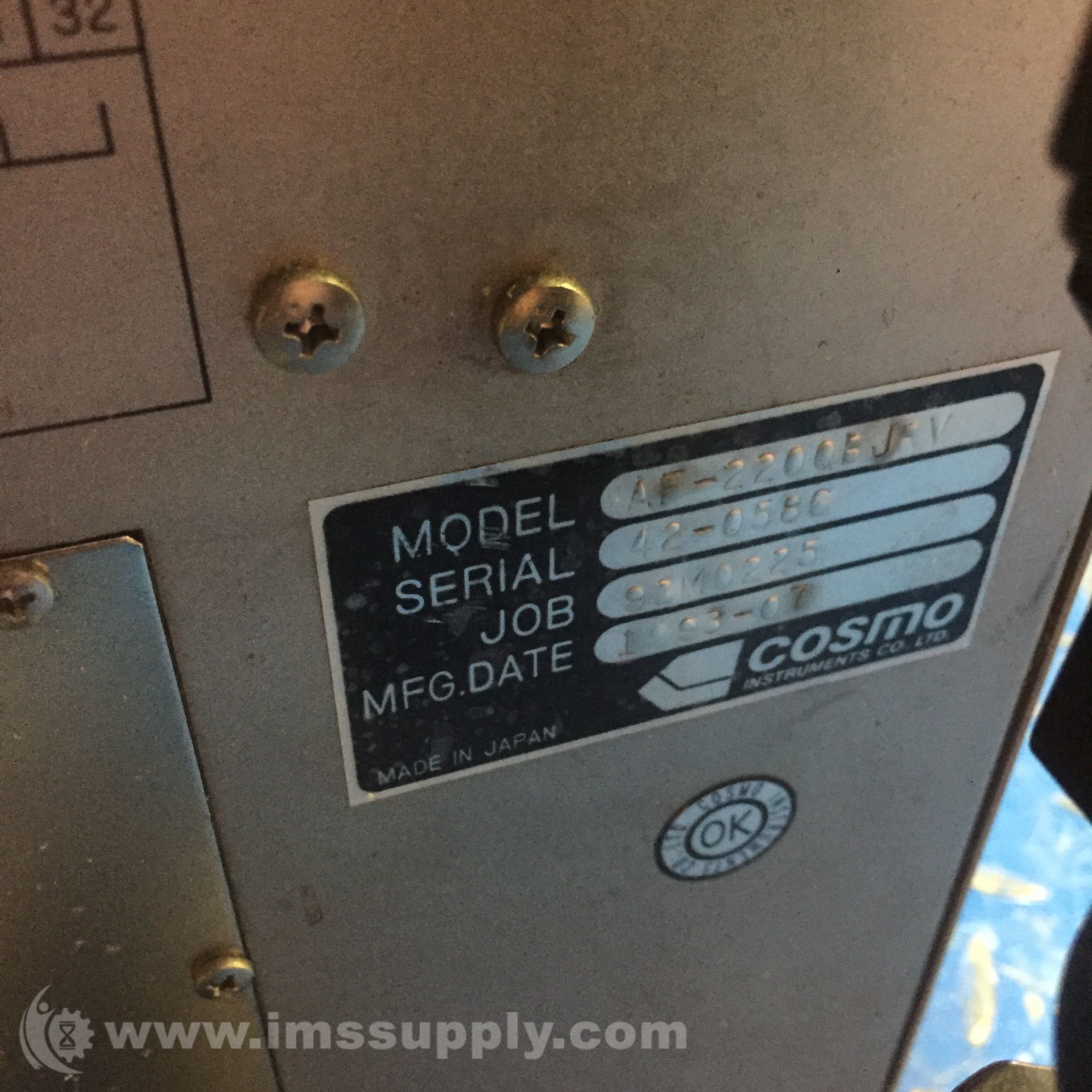 Cosmo AF-2200BJRV Air Flow Tester - IMS Supply