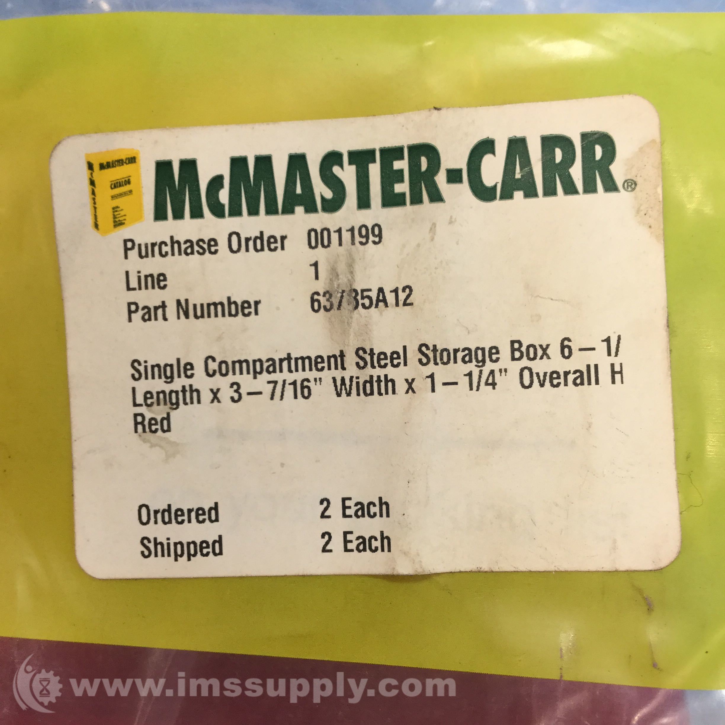 McMaster-Carr Co. 63/85A12 Steel Storage Box - IMS Supply